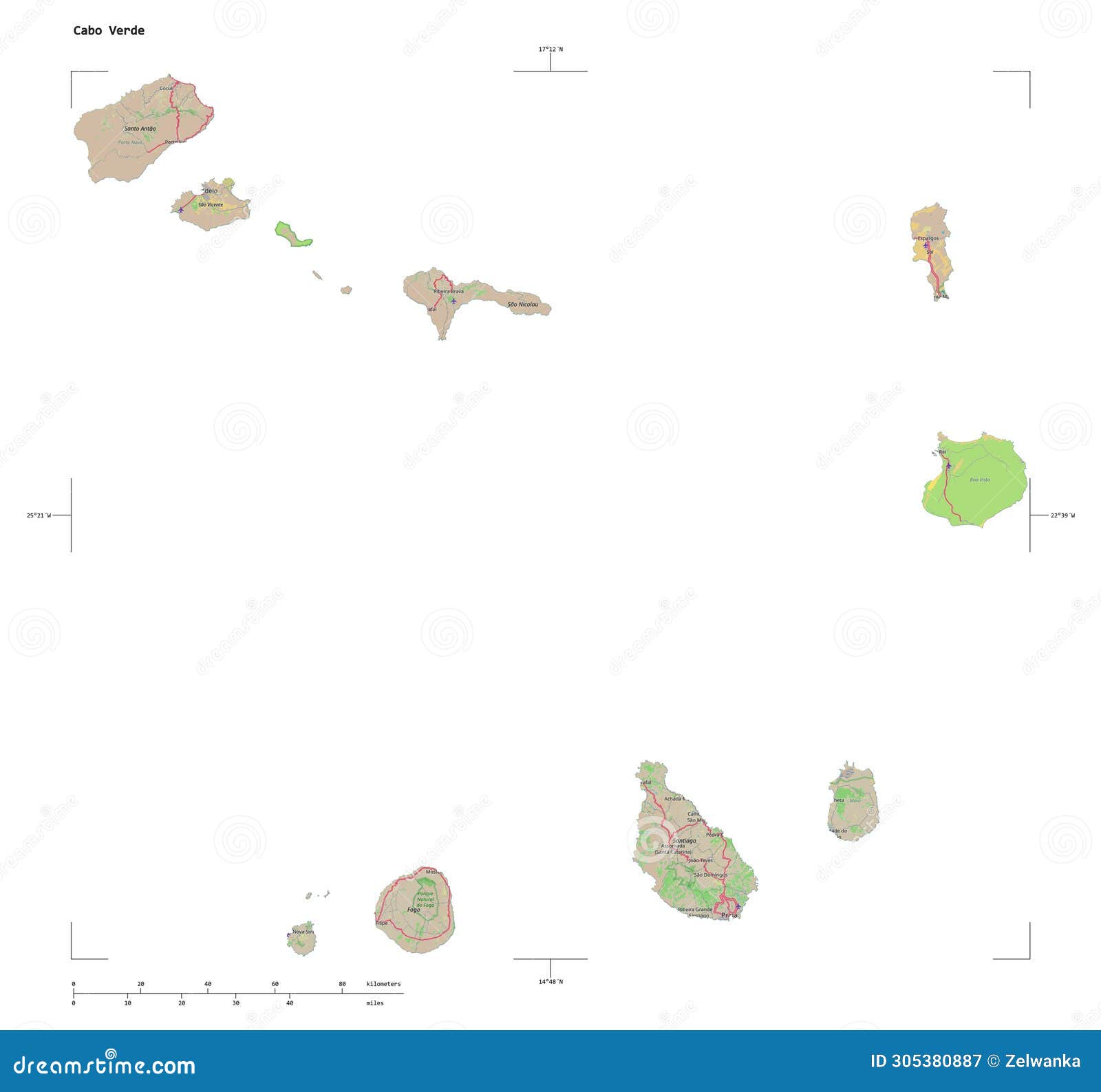 Cabo Verde Shape on White. Topo German Stock Illustration ...