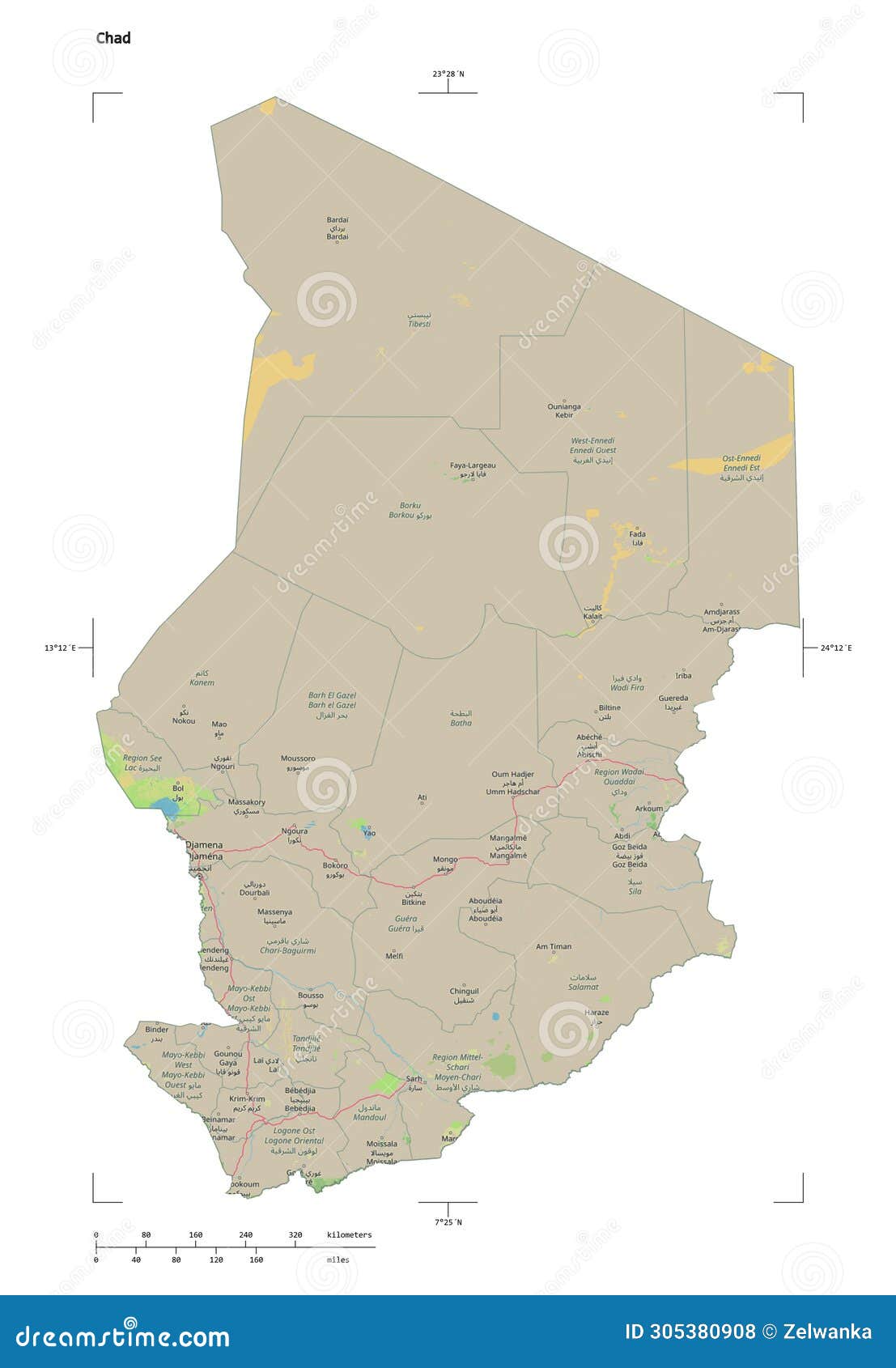 Chad Shape on White. Topo German Stock Illustration - Illustration of ...