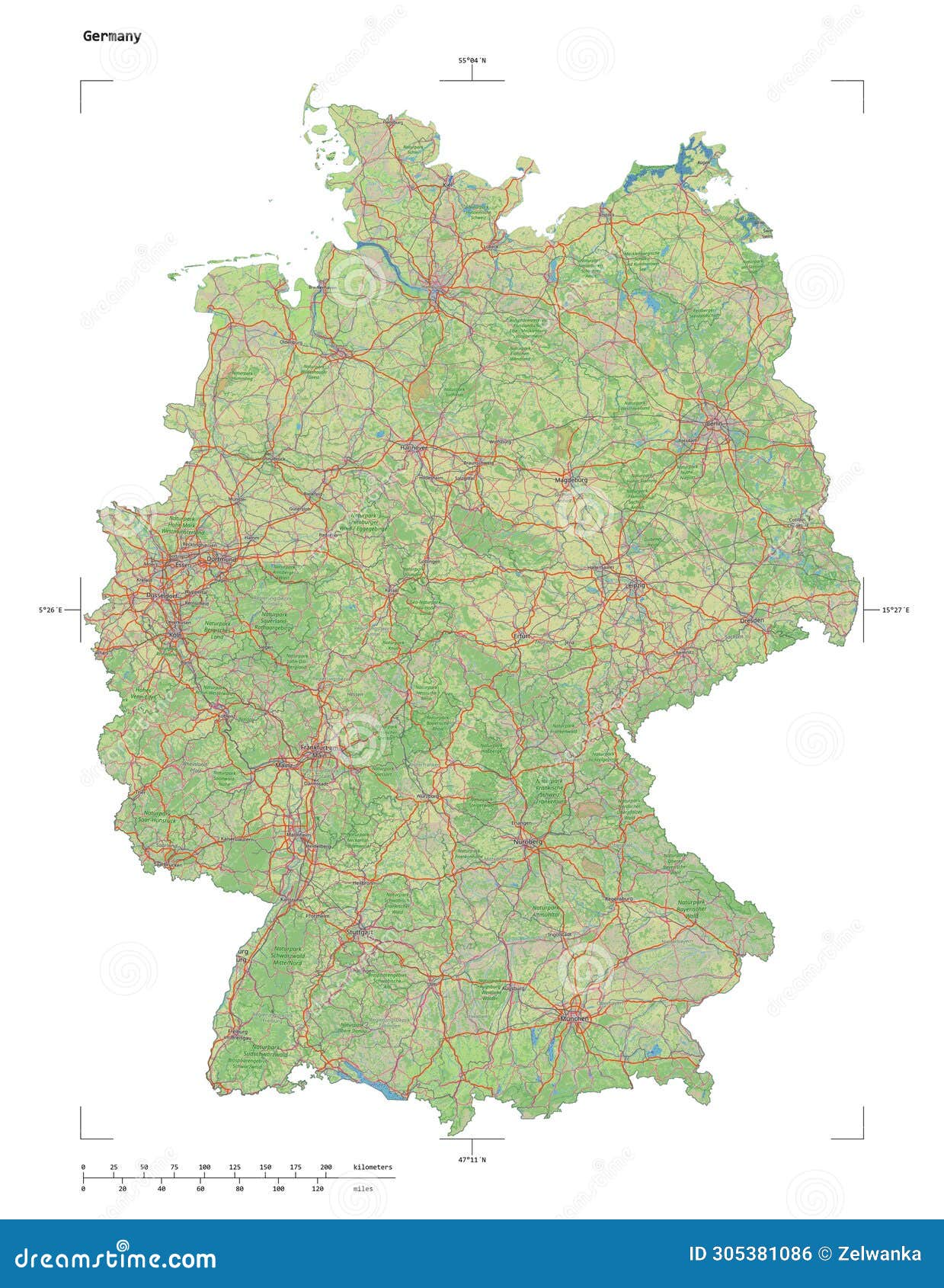 Germany Shape on White. Topo German Stock Illustration - Illustration ...