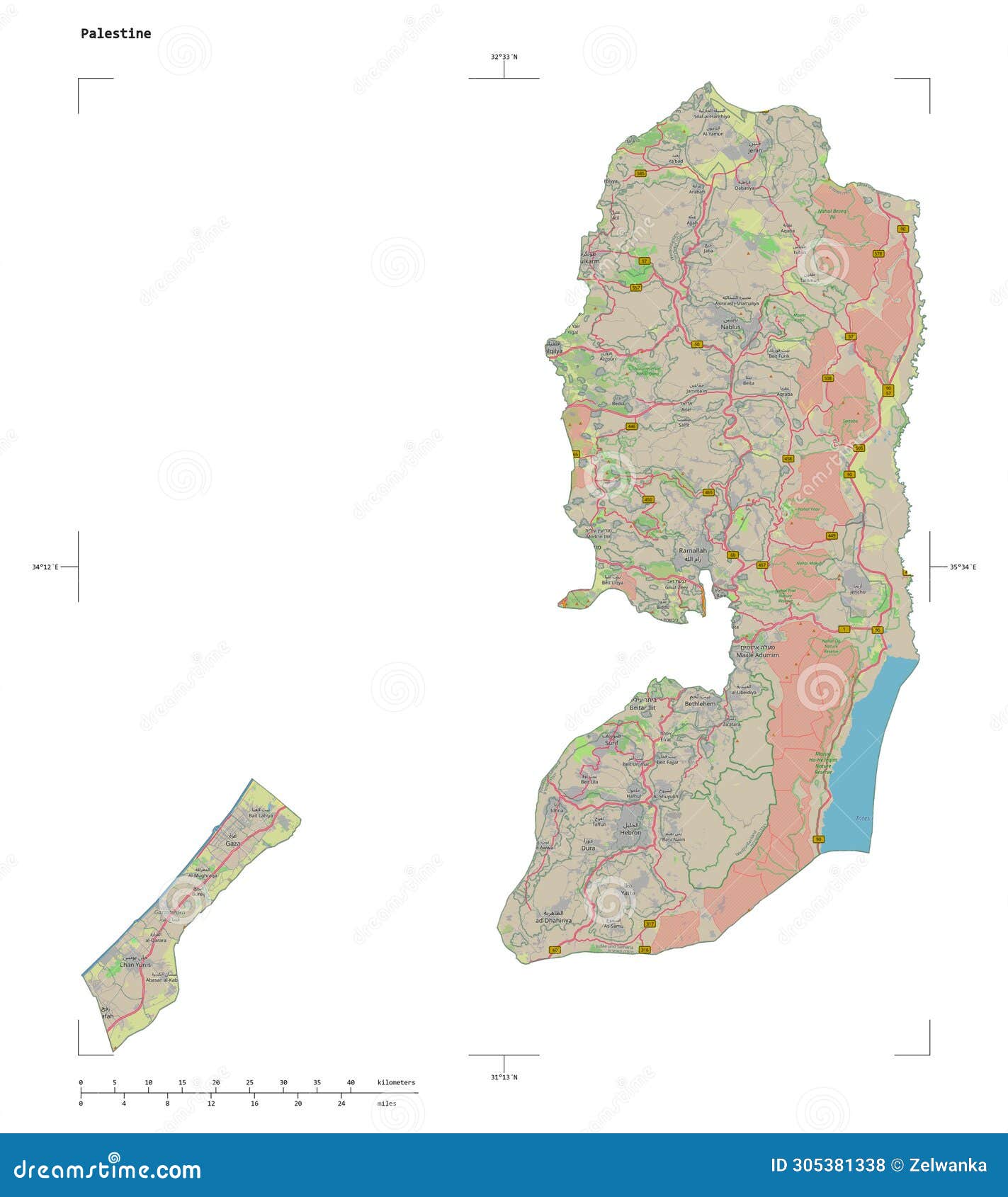 Palestine Shape on White. Topo German Stock Illustration - Illustration ...