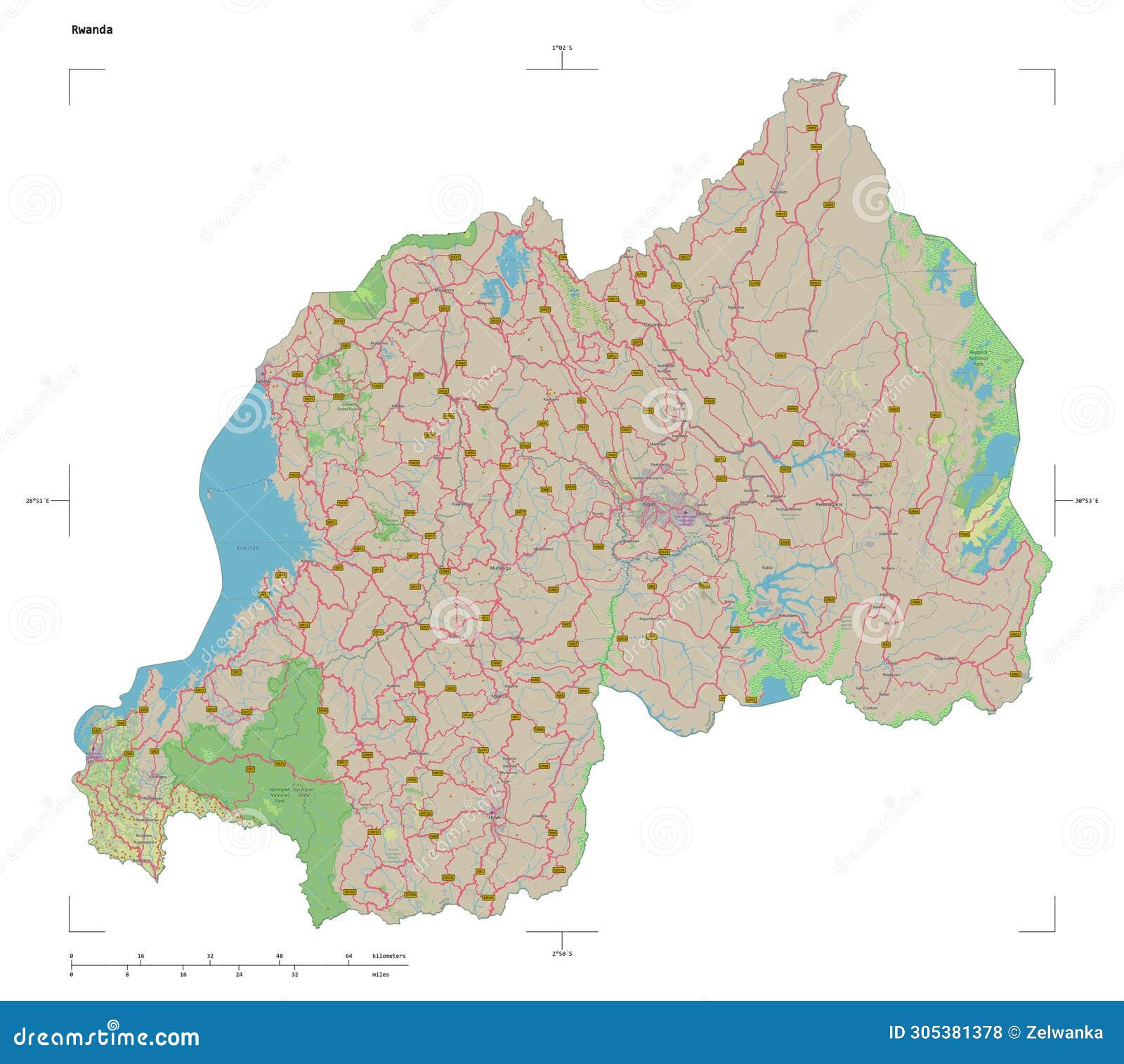 Rwanda Shape on White. Topo German Stock Illustration - Illustration of ...