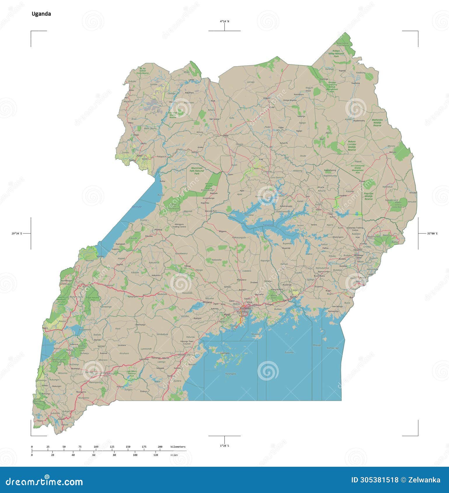 Uganda Shape on White. Topo German Stock Illustration - Illustration of ...