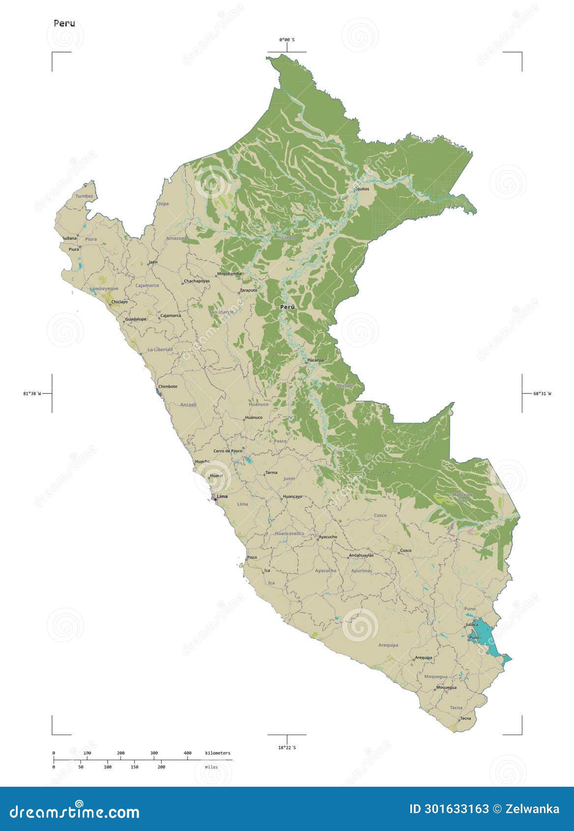 Peru Shape on White. Topo Humanitarian Stock Illustration ...