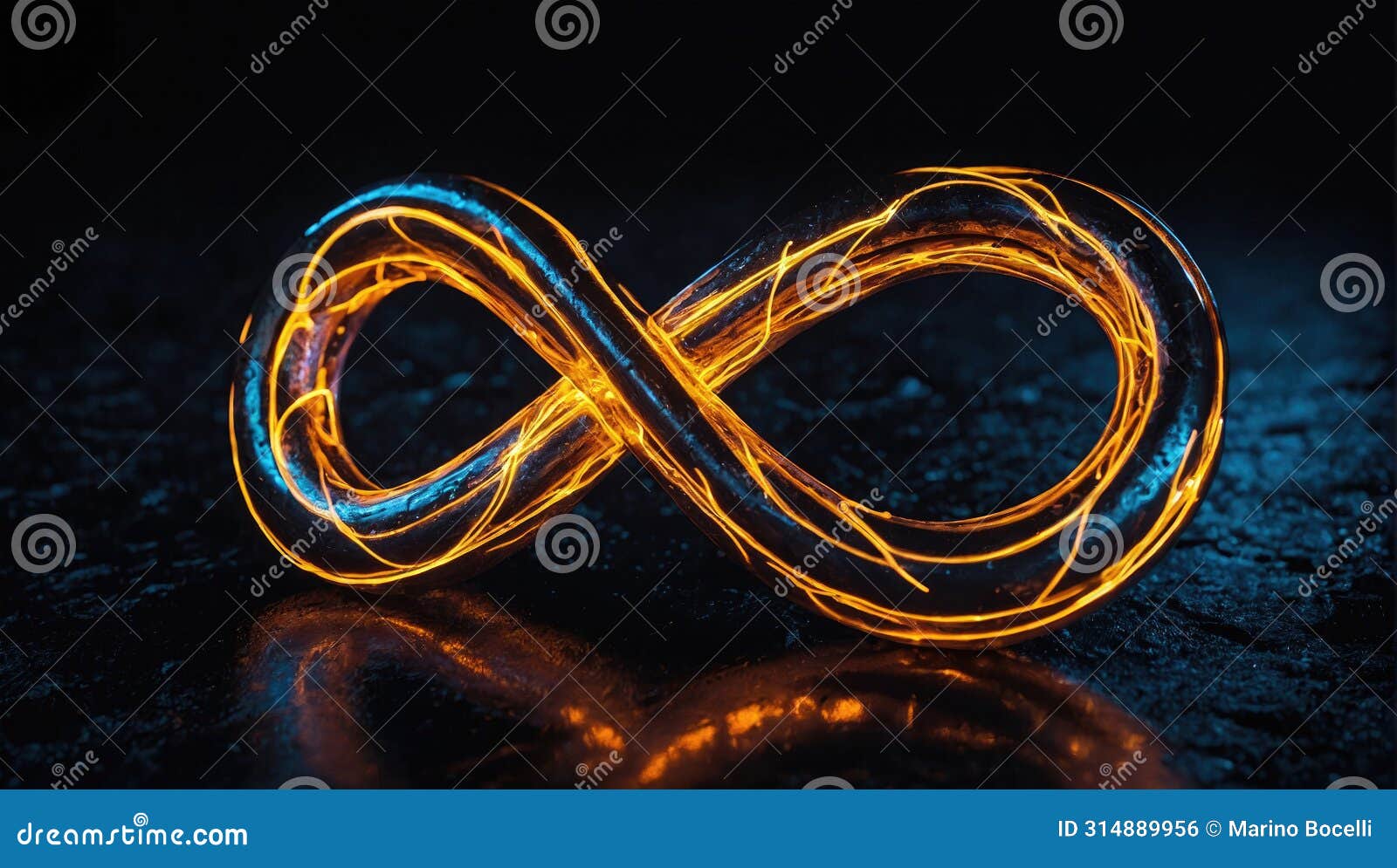 Shape of Transparent Infinity Symbol Filled with Fire Nebulae and ...