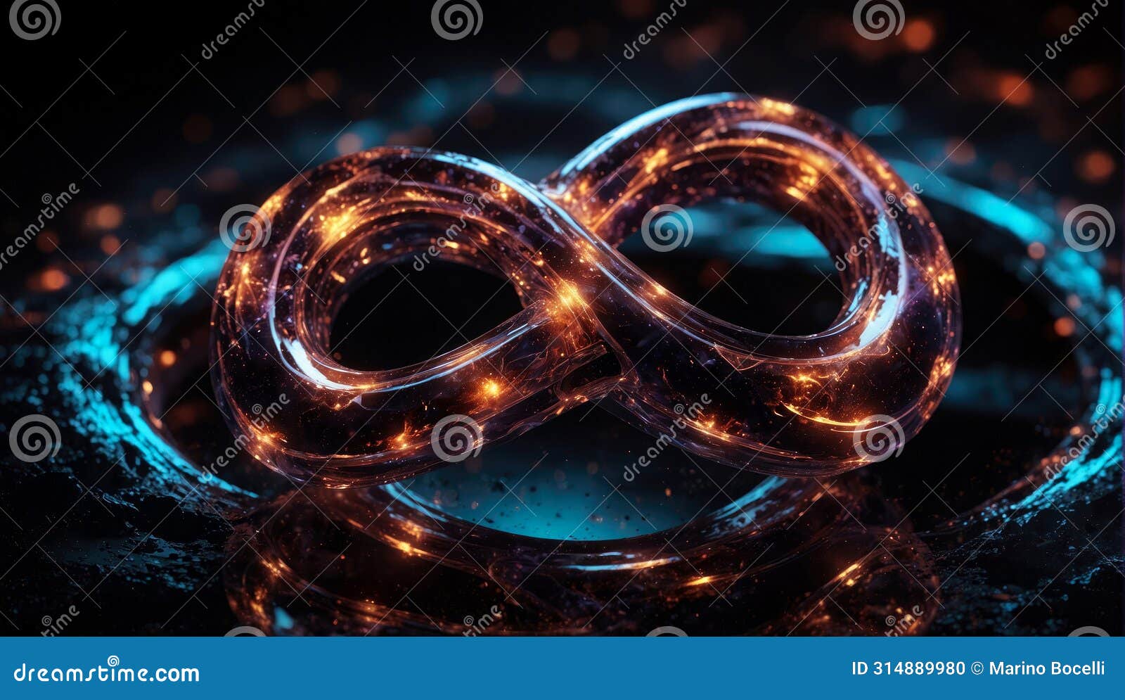 Shape of Transparent Infinity Symbol Filled with Fire Nebulae and ...