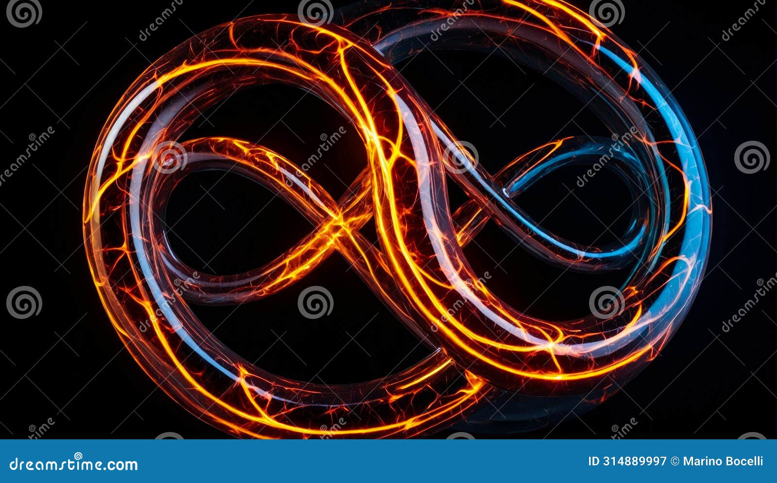 Shape of Transparent Infinity Symbol Filled with Fire Nebulae and ...