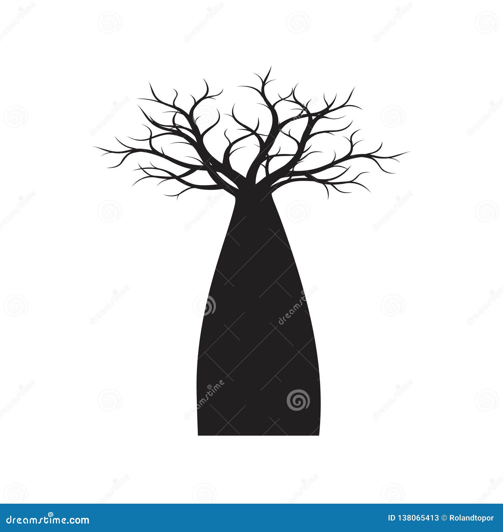 Shape of Black African Baobab Tree. Vector Illustration Stock Vector ...