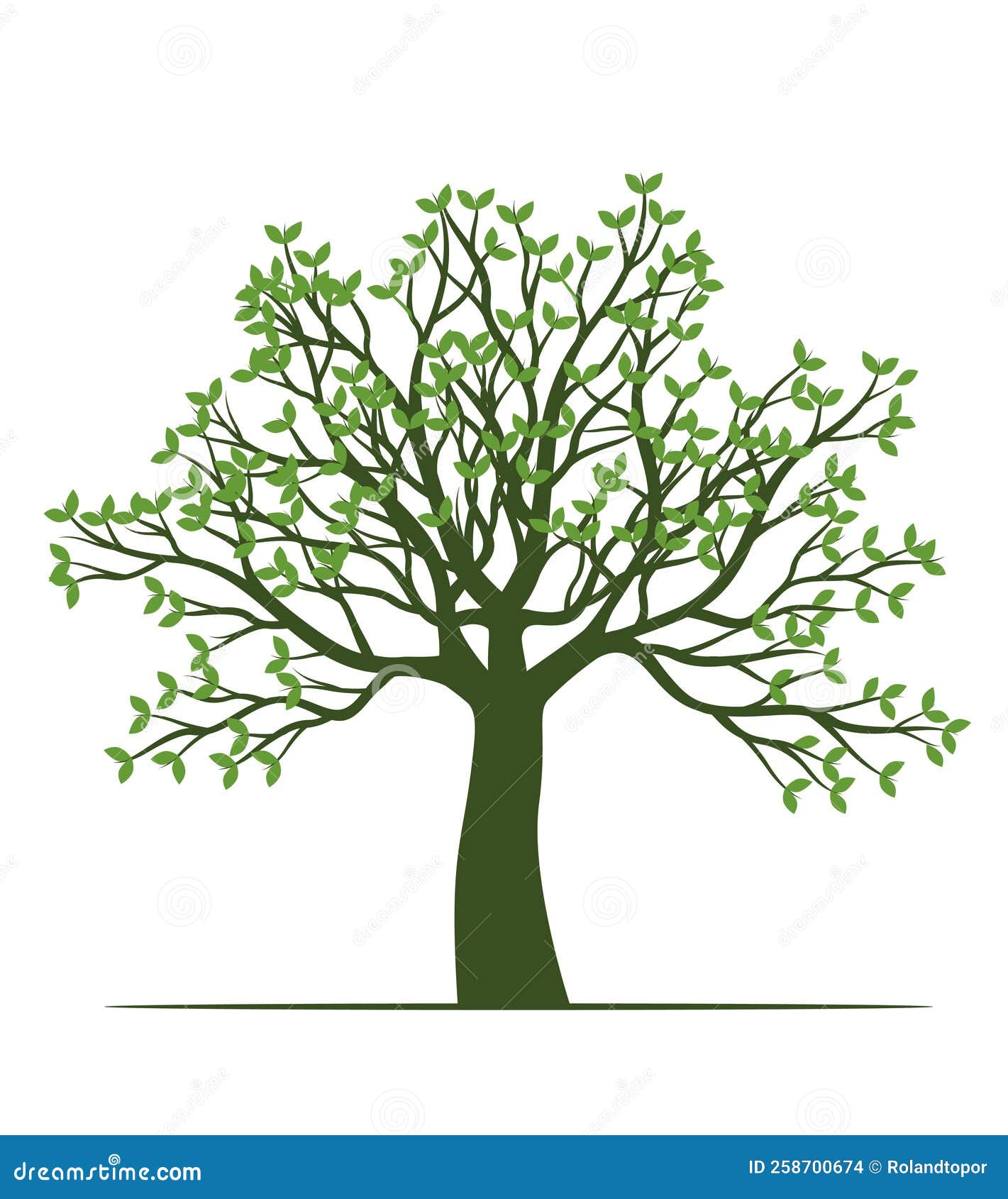 Shape of Tree with Leaves. Vector Outline Illustration Stock Vector ...