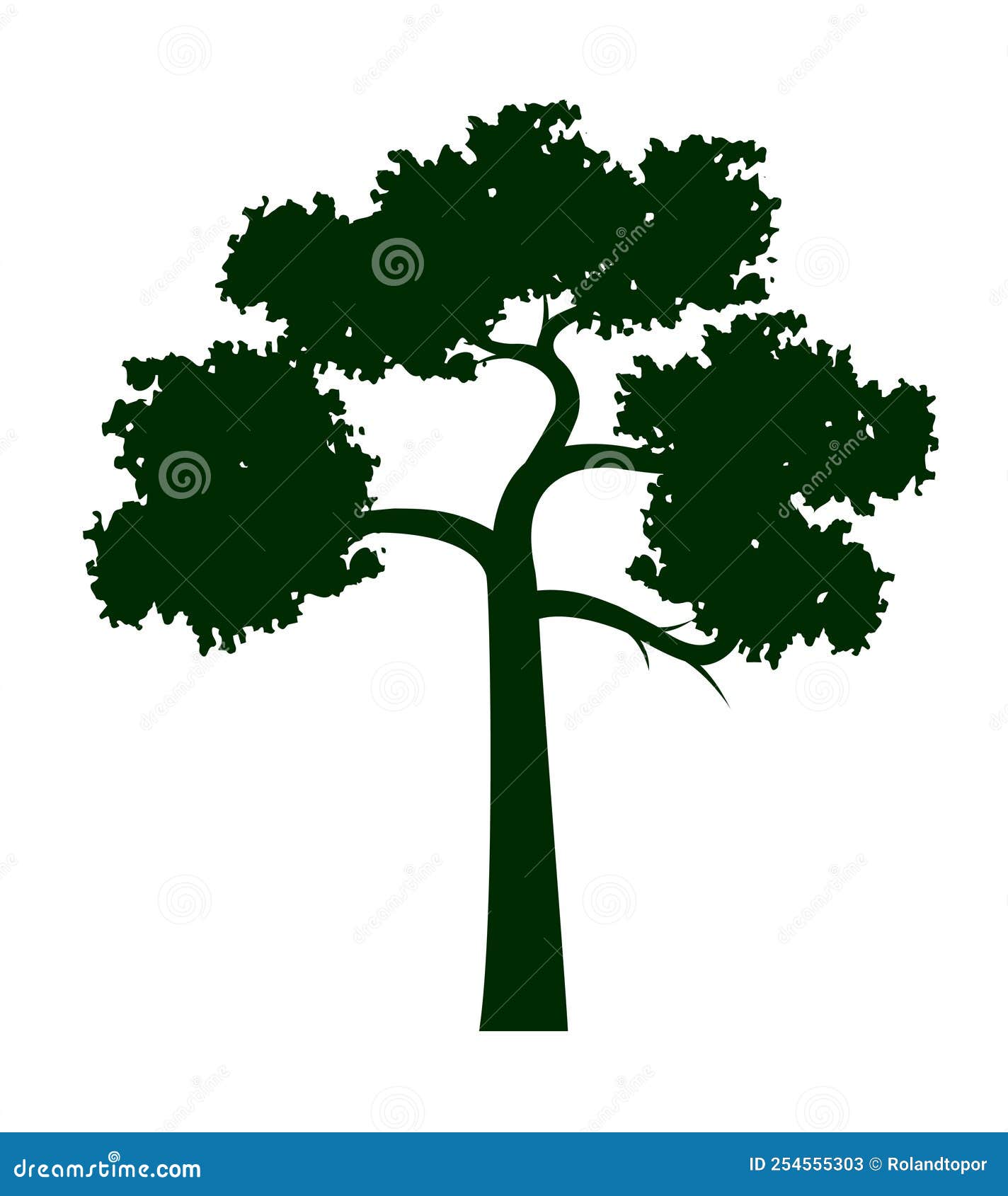 Shape of Tree with Leaves. Vector Outline Illustration Stock Vector ...