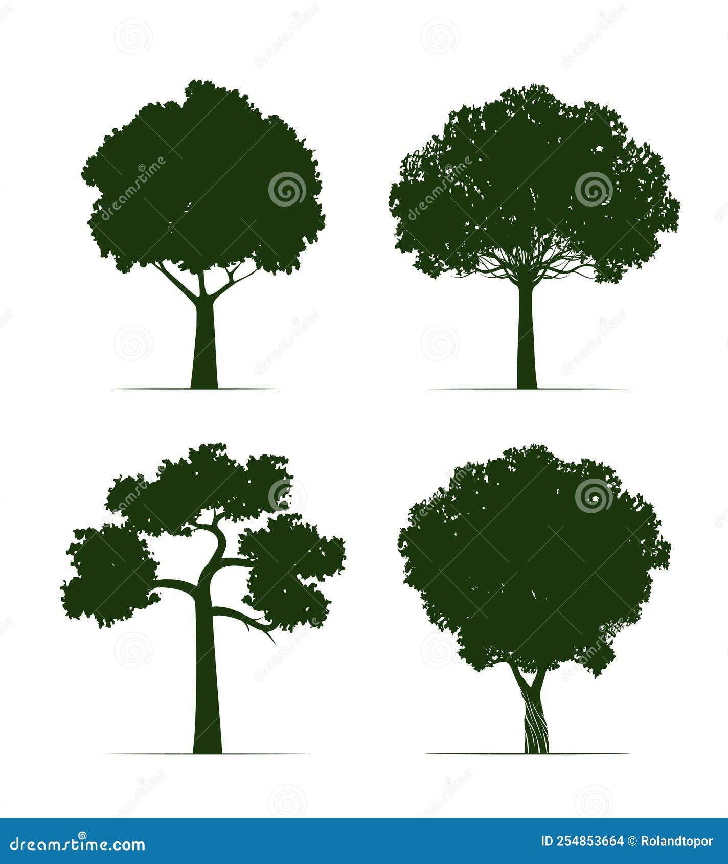 Shape of Tree with Leaves. Vector Outline Illustration Stock Vector ...