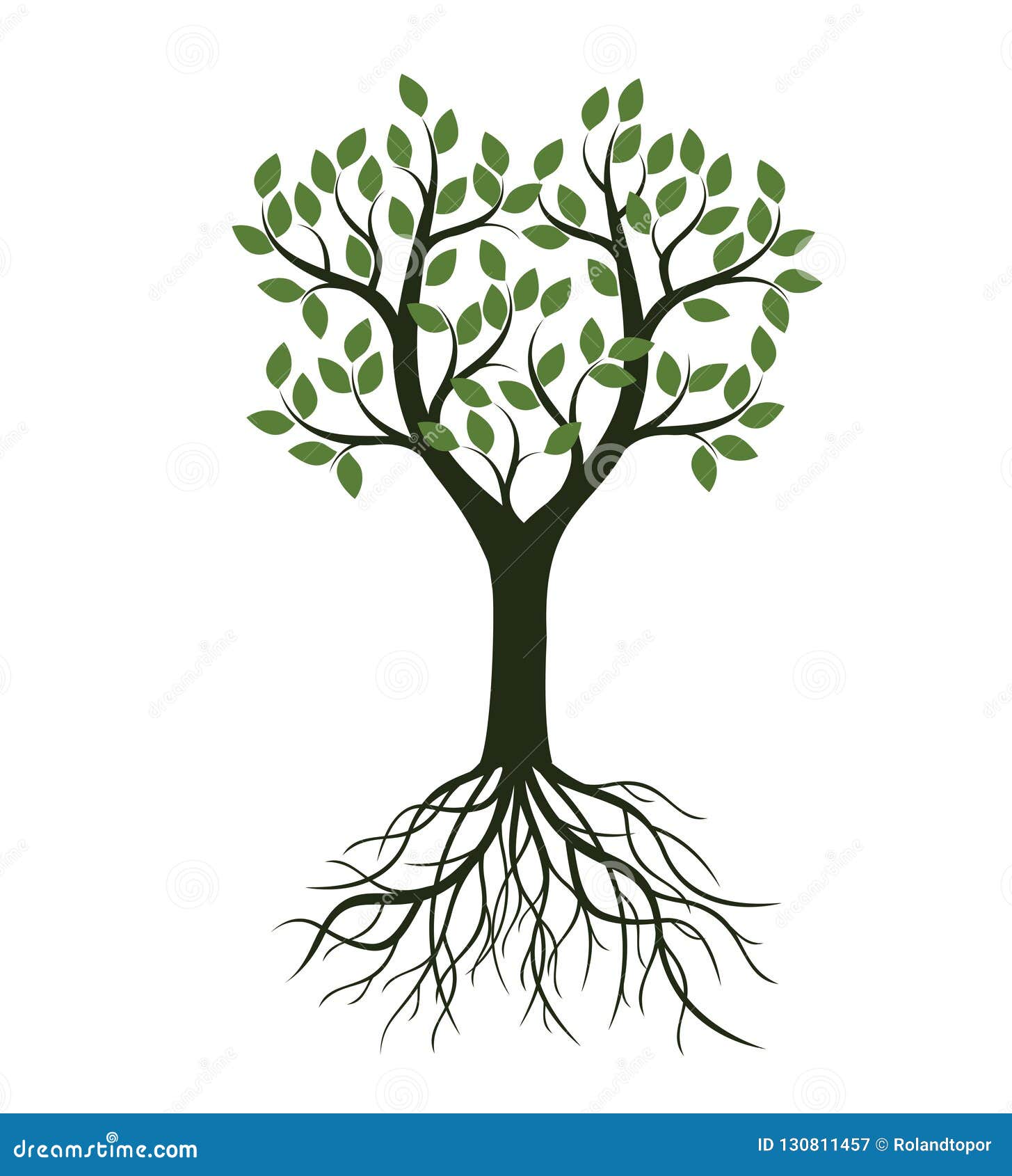 Shape of Tree with Roots. Vector Illustration Stock Illustration ...