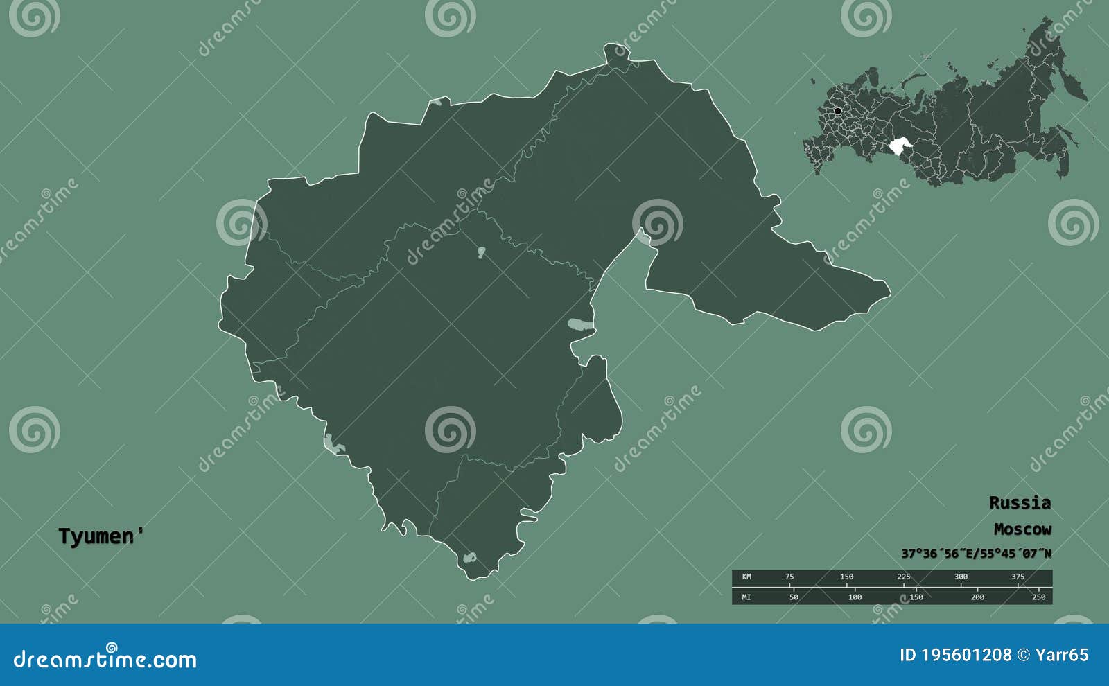 Tyumen , Region of Russia, Zoomed. Administrative Stock Illustration ...