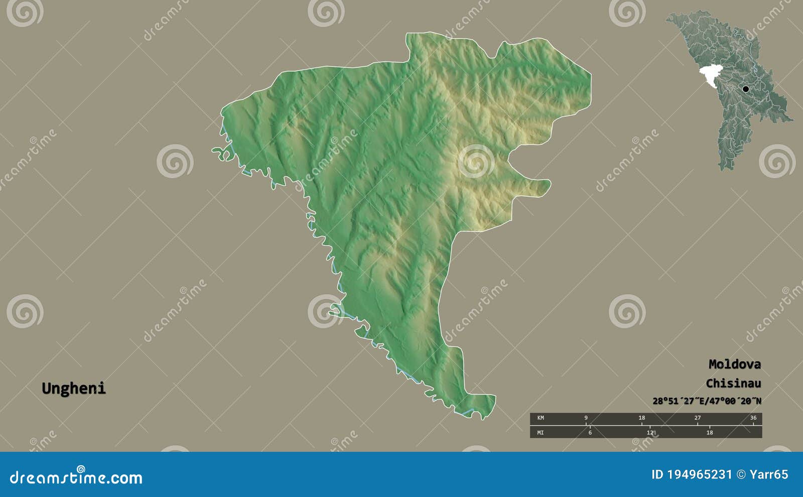 Ungheni, District of Moldova, Zoomed. Relief Stock Illustration ...