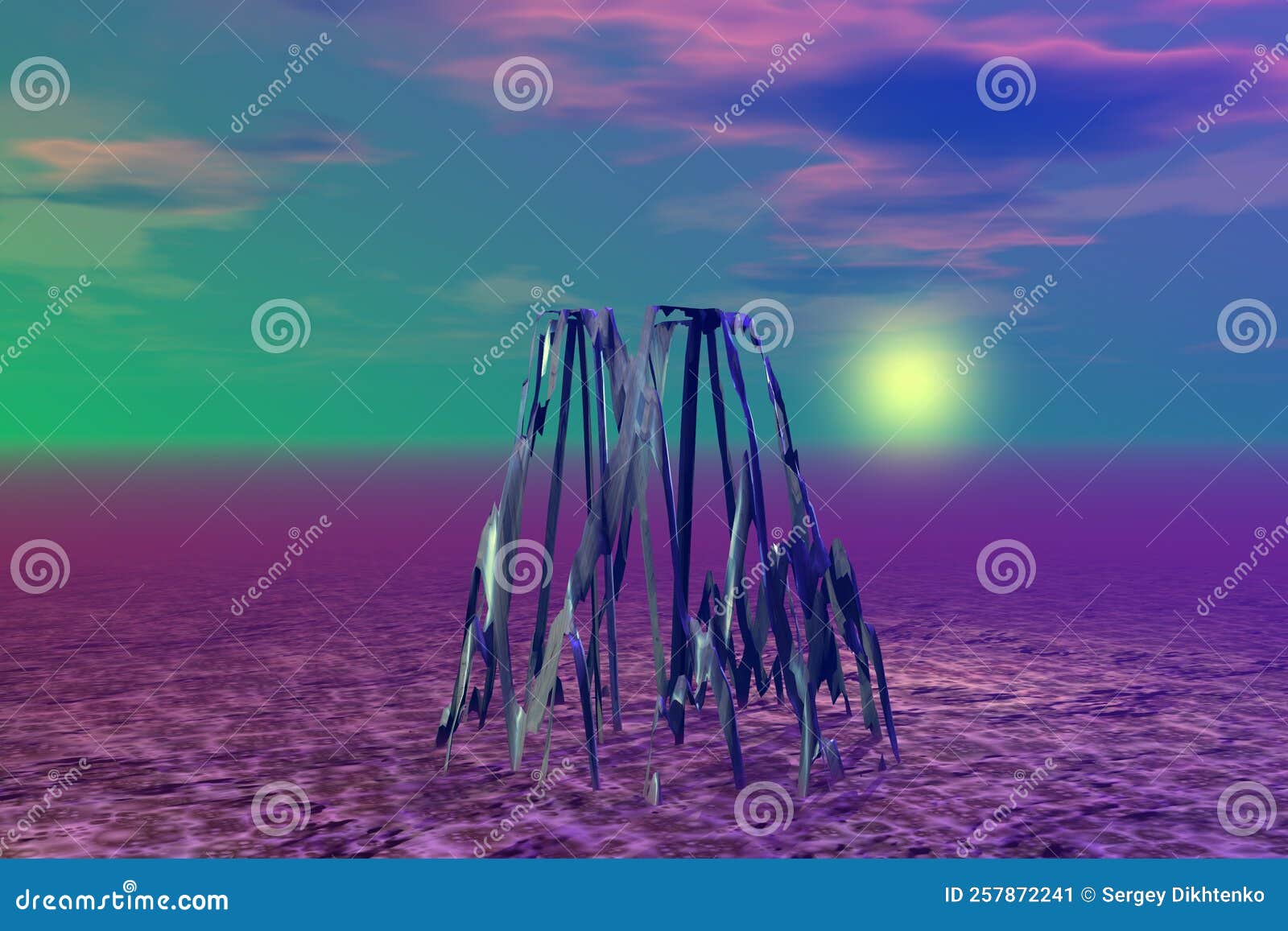 Shape Unknown Form in Abstract Landscape 3d Rendering Stock ...