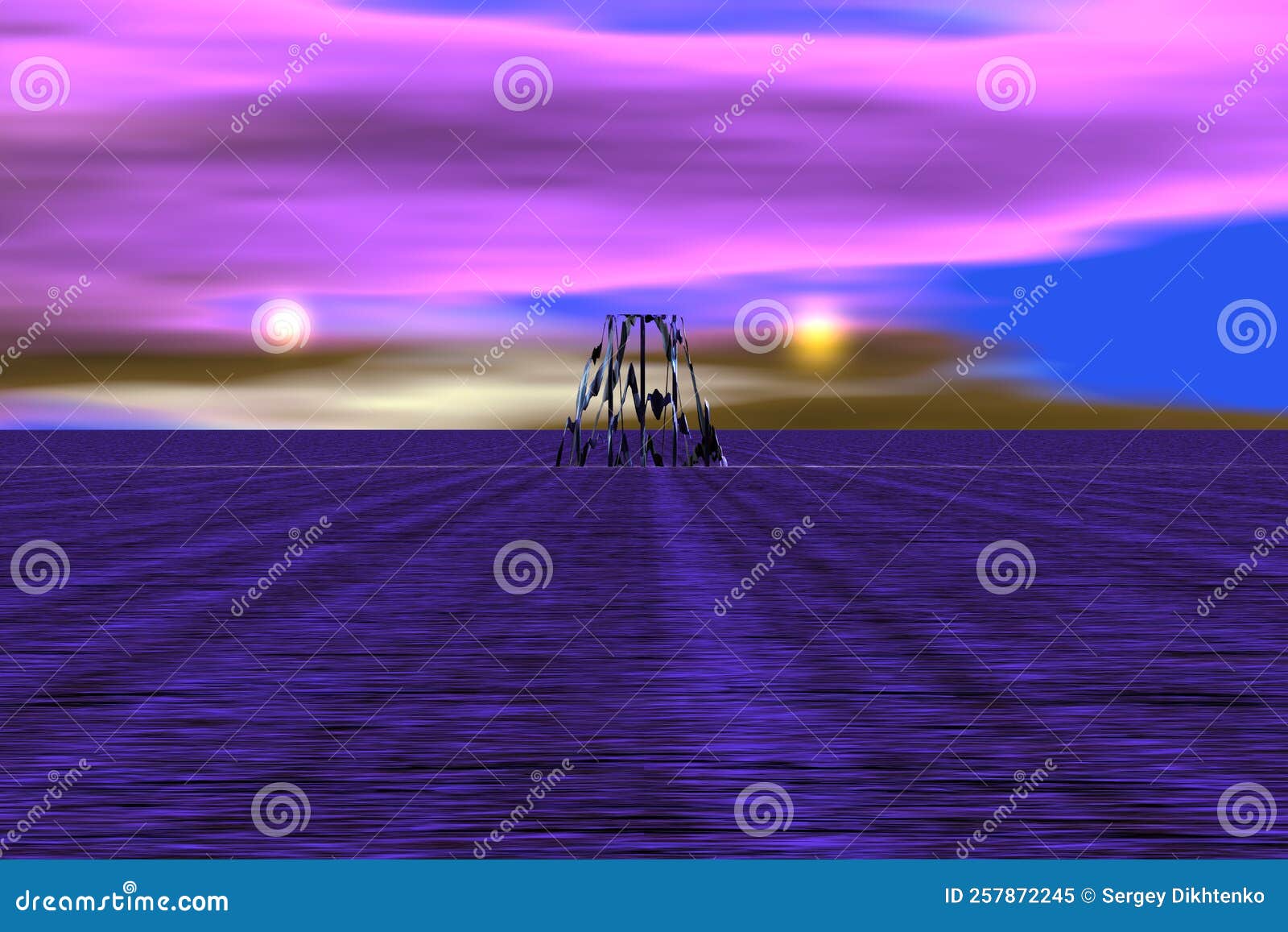 Shape Unknown Form in Abstract Landscape Picture for Title 3d Rendering ...