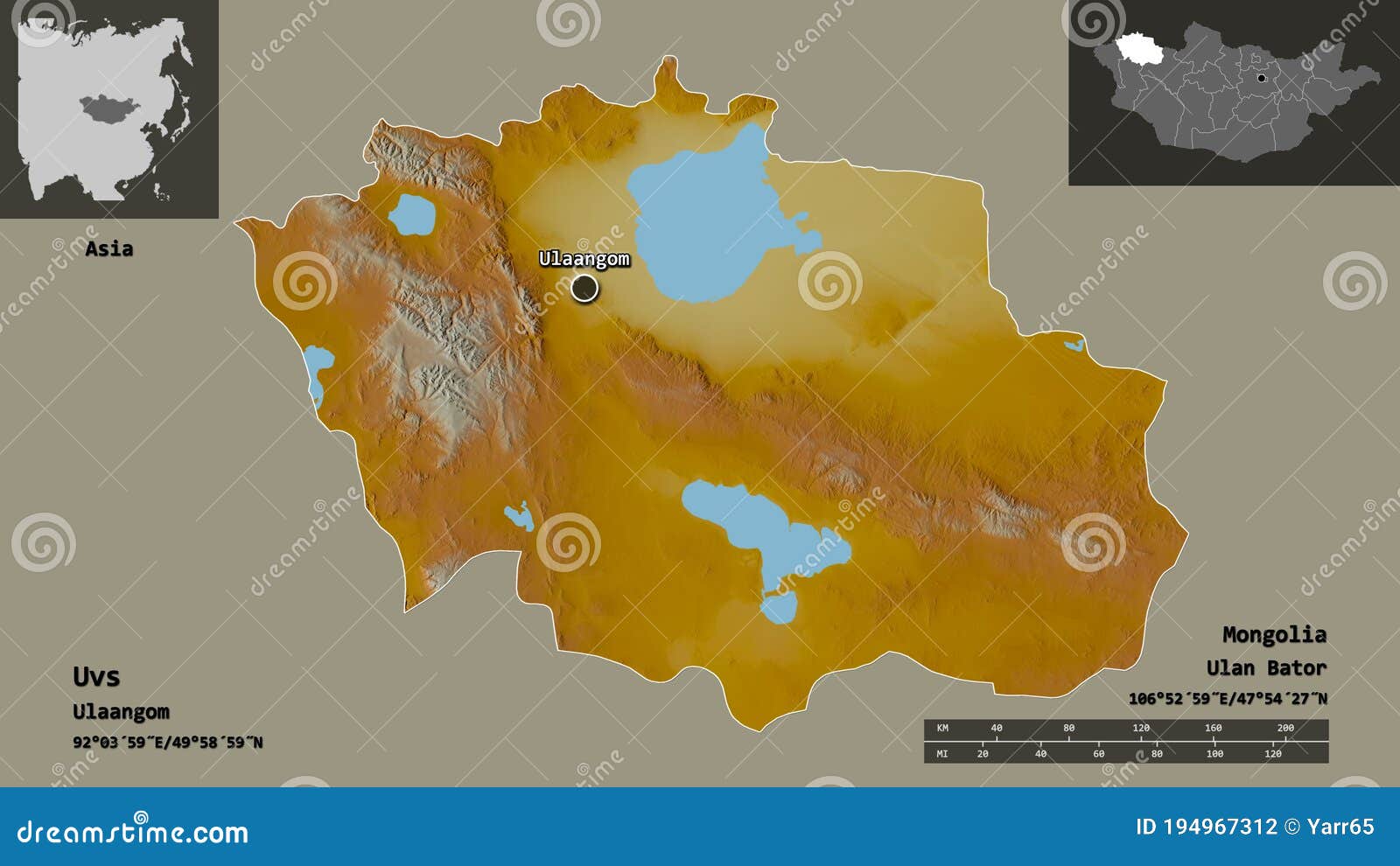 Uvs, Province of Mongolia,. Previews. Relief Stock Illustration ...