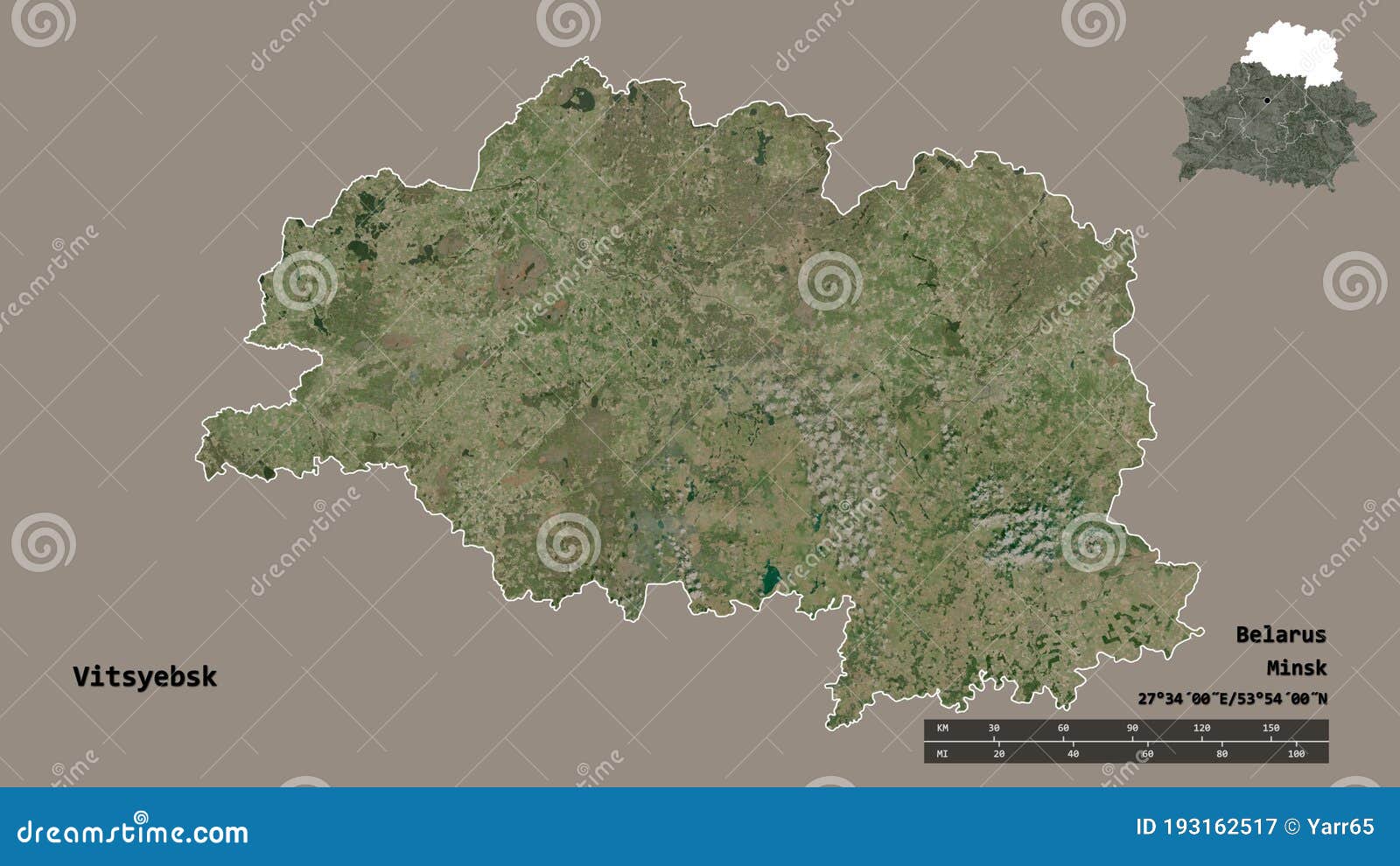 Vitsyebsk, Region of Belarus, Zoomed. Satellite Stock Illustration ...