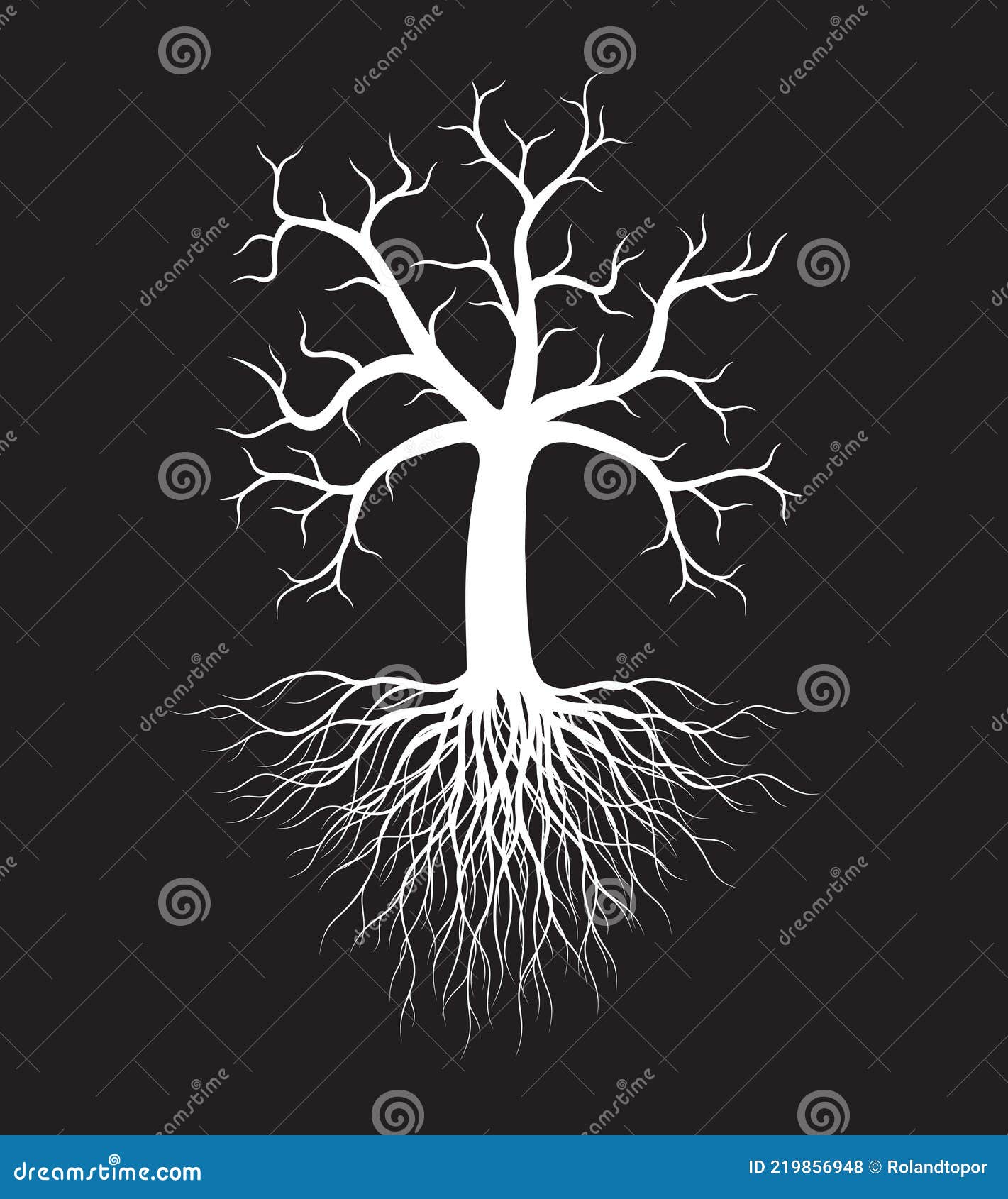 Shape of White Tree with Roots. Vector Outline Illustration Stock ...