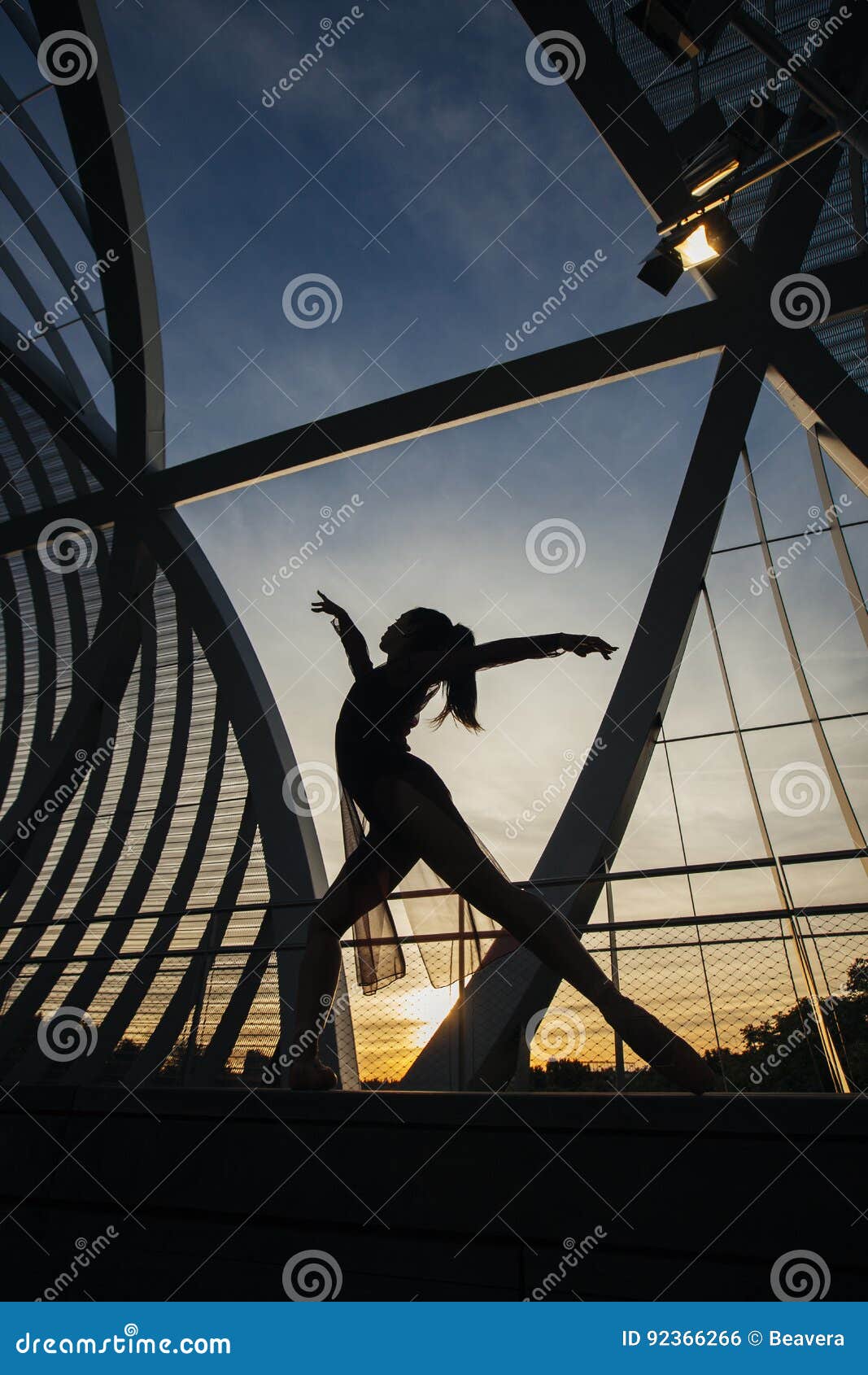 Shape of a Woman Dancing Classical Ballet on Bridge Stock Photo - Image ...