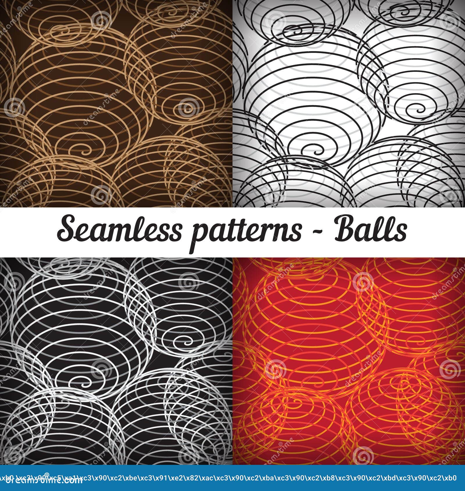 Shaped Balls. Set of Seamless Patterns Stock Vector - Illustration of ...