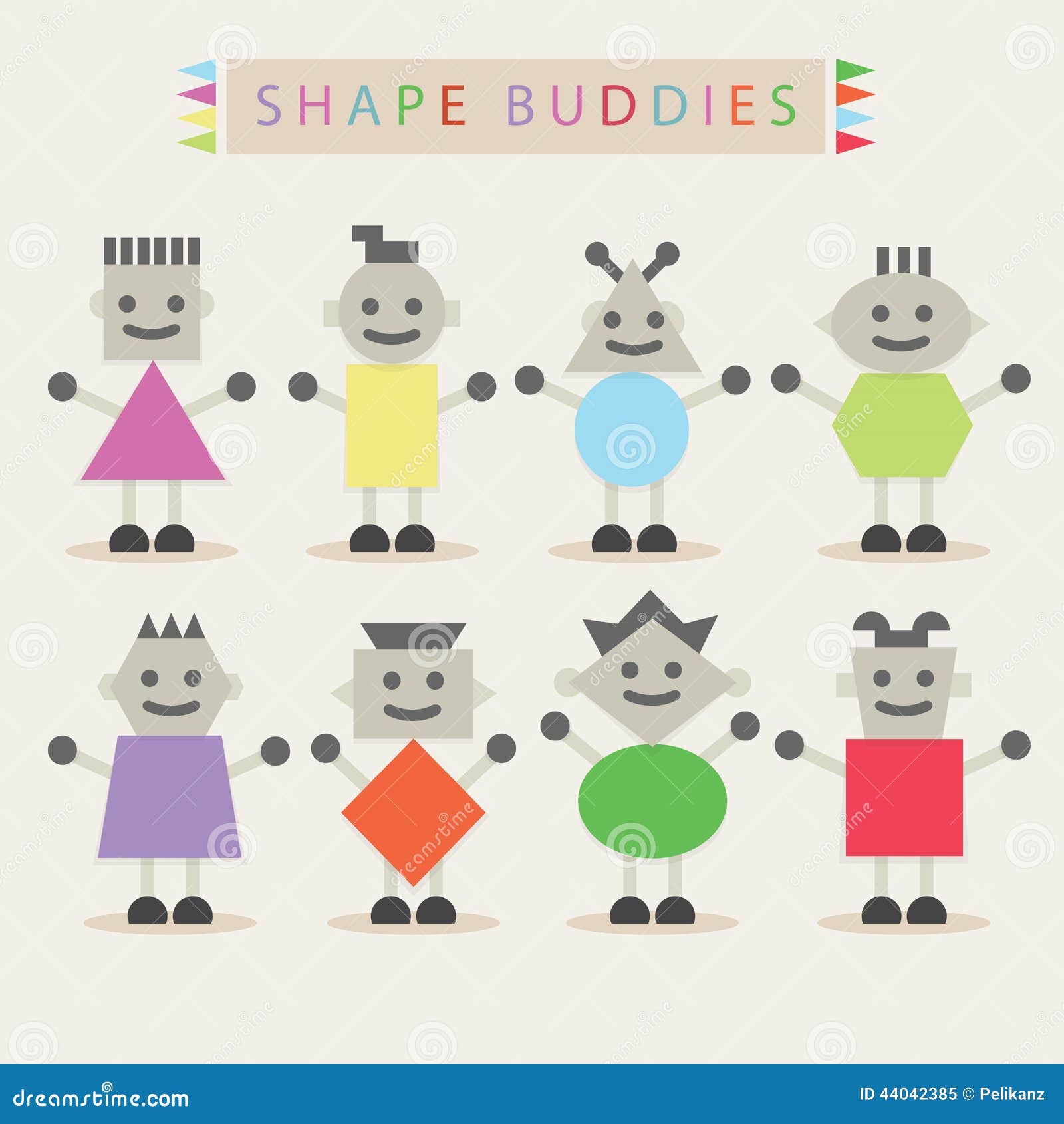 Shaped Body Buddies - Set of Basic Different Cute Characters Stock ...