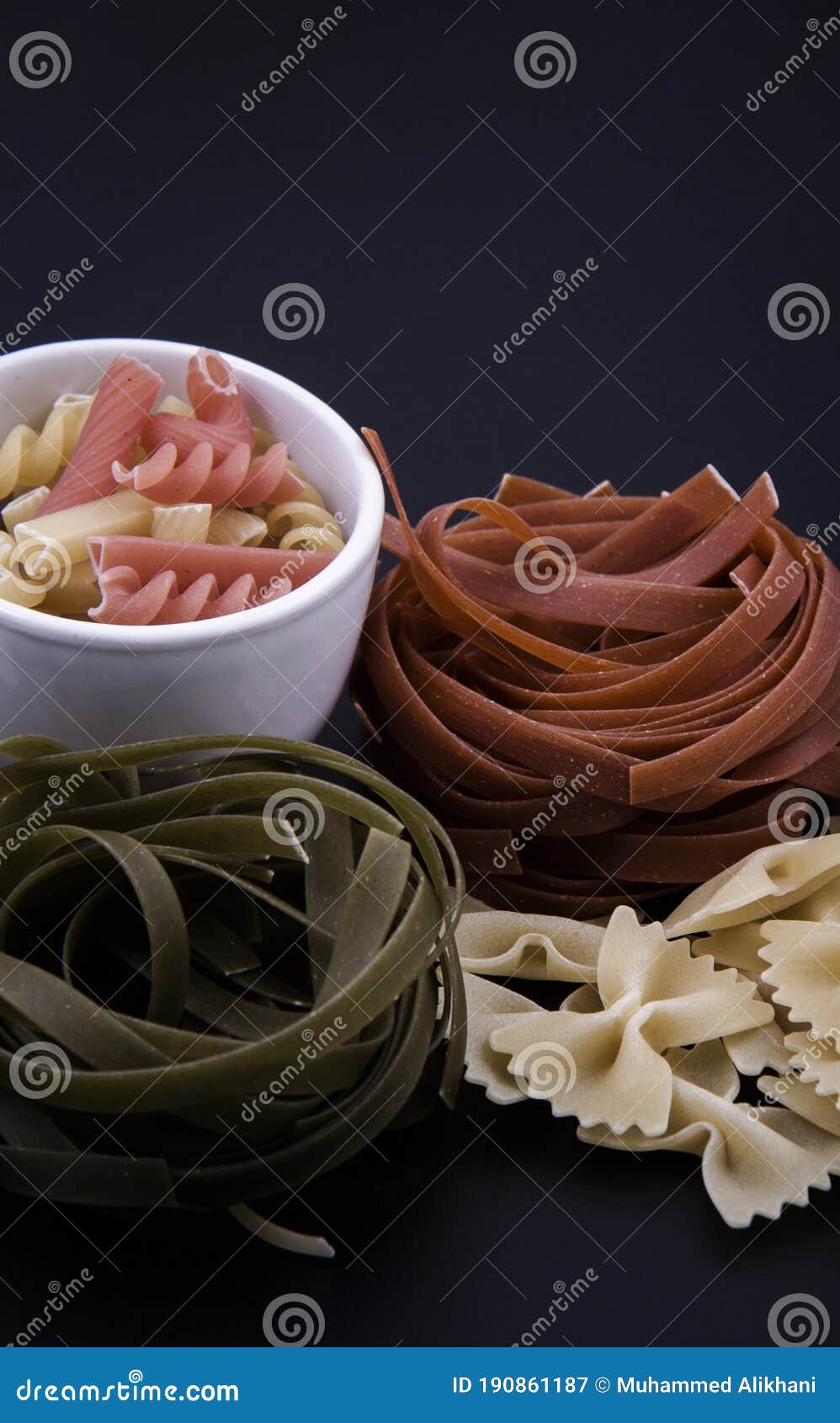 Shaped Pasta and Plain Pasta. Pasta with Different Shapes and Colors ...