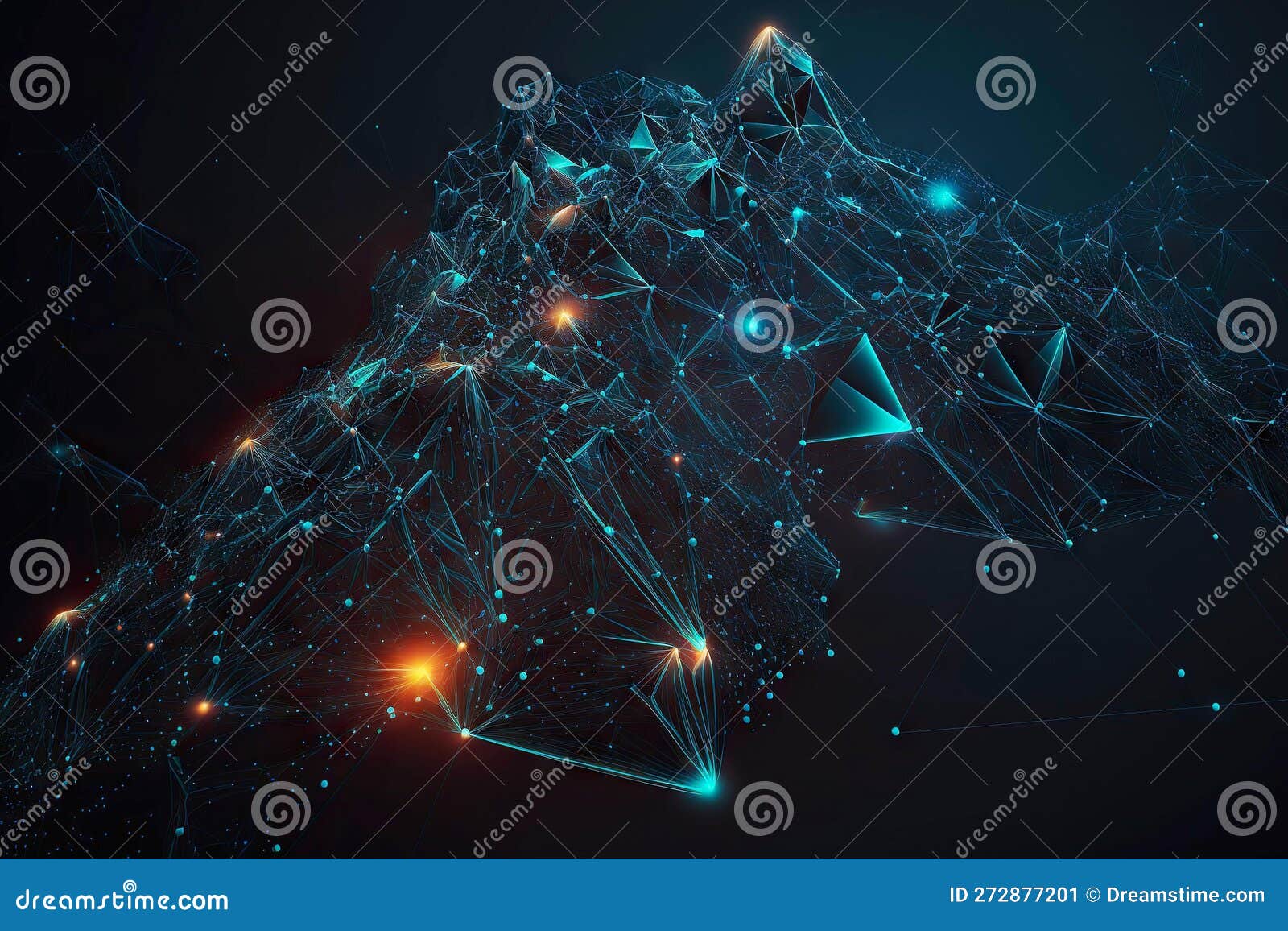 Shapeless Illuminated Cyberspace Figure As 3D Render Abstract Geometric ...