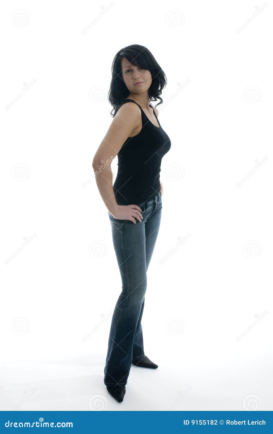 Shapely Pretty Young Woman Smiling with Attitude Stock Photo - Image of ...
