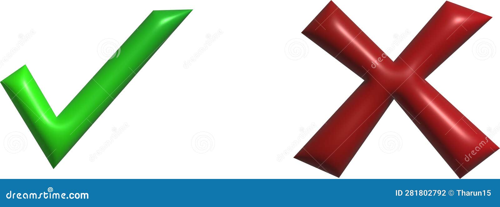 Realistic Glossy 3D Shapes on Correct and Incorrect Symbols Stock ...