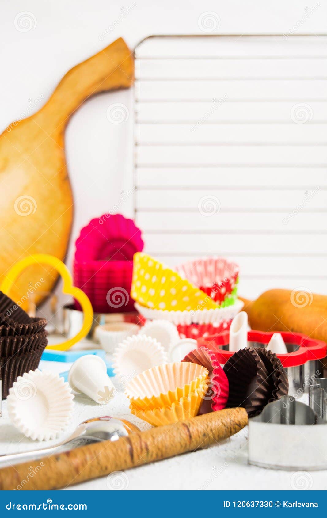 Shapes for Baking and Various Cutting Tools with Copy Space Stock Photo ...