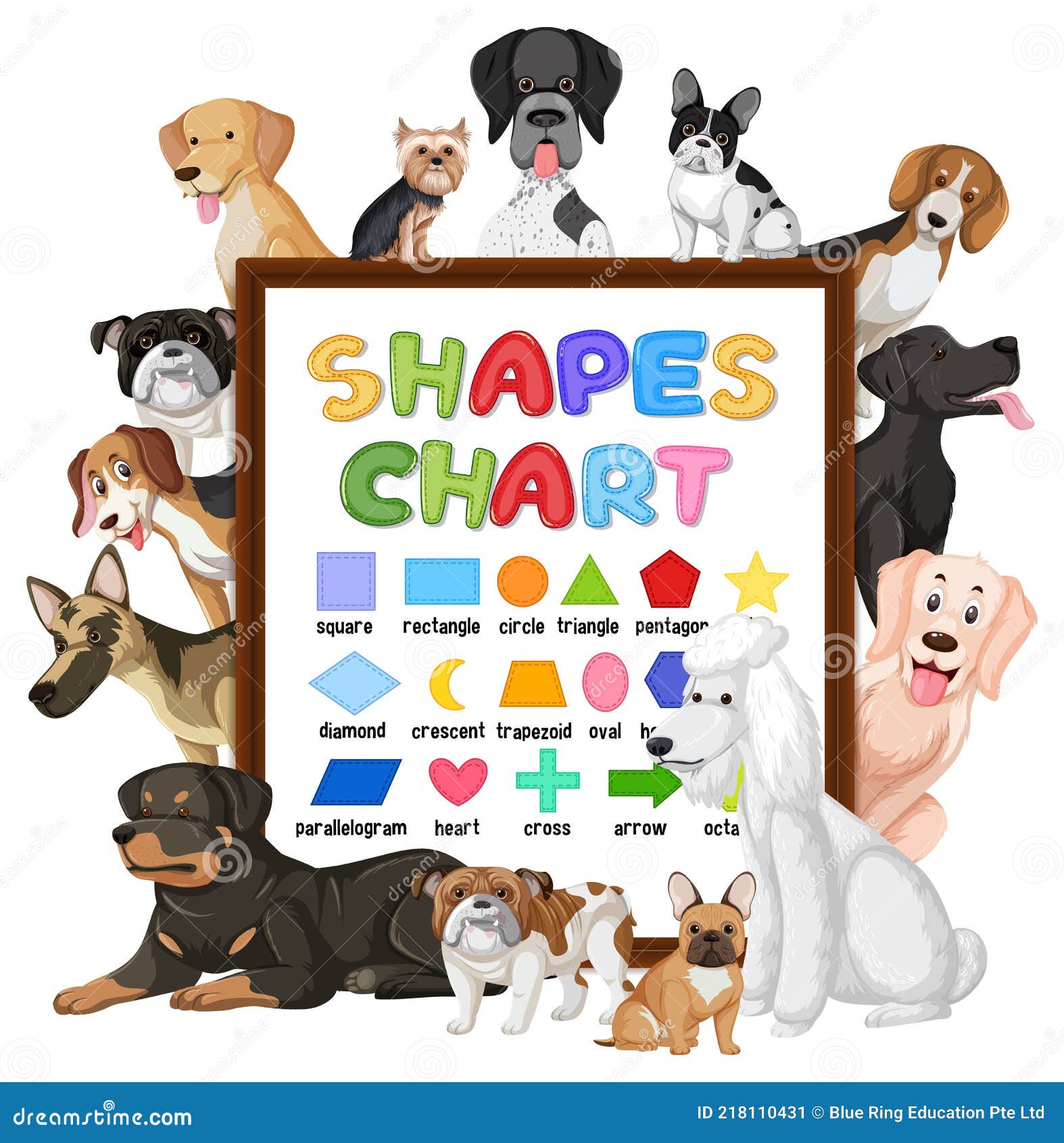 Shapes Chart On A Board With Wild Animals Vector Illustration ...