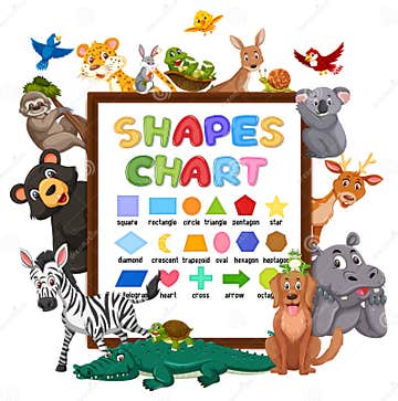 Shapes Chart on a Board with Wild Animals Stock Vector - Illustration ...