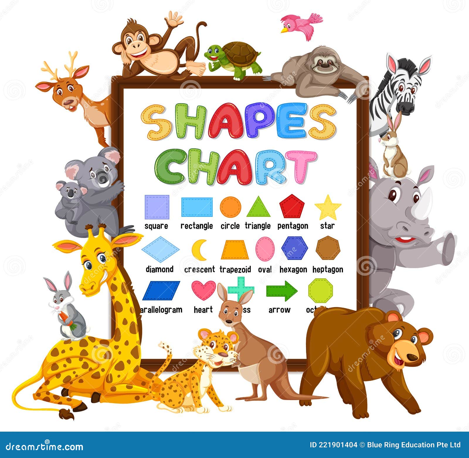 Shapes Chart Board with Wild Animals Stock Vector - Illustration of ...
