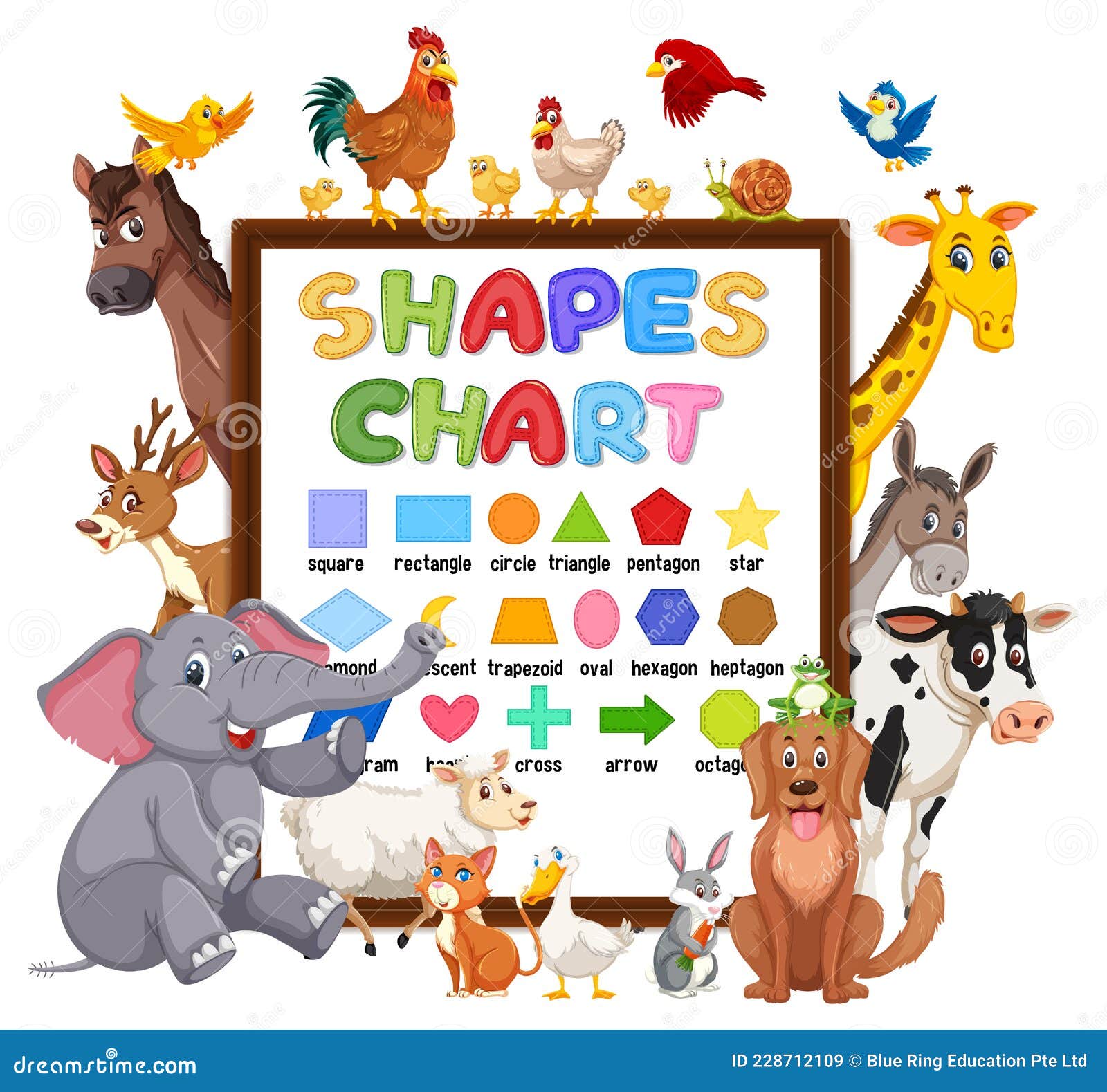 Shapes Chart Board with Wild Animals Stock Vector - Illustration of ...