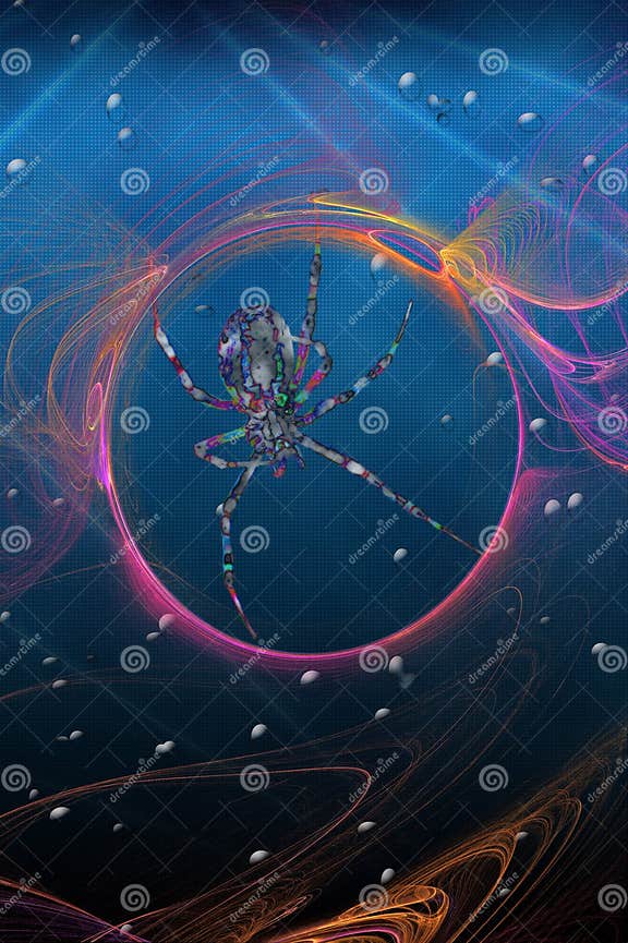 Shapes and Colors, Abstract Computer Art, Spider in a Circle Stock ...