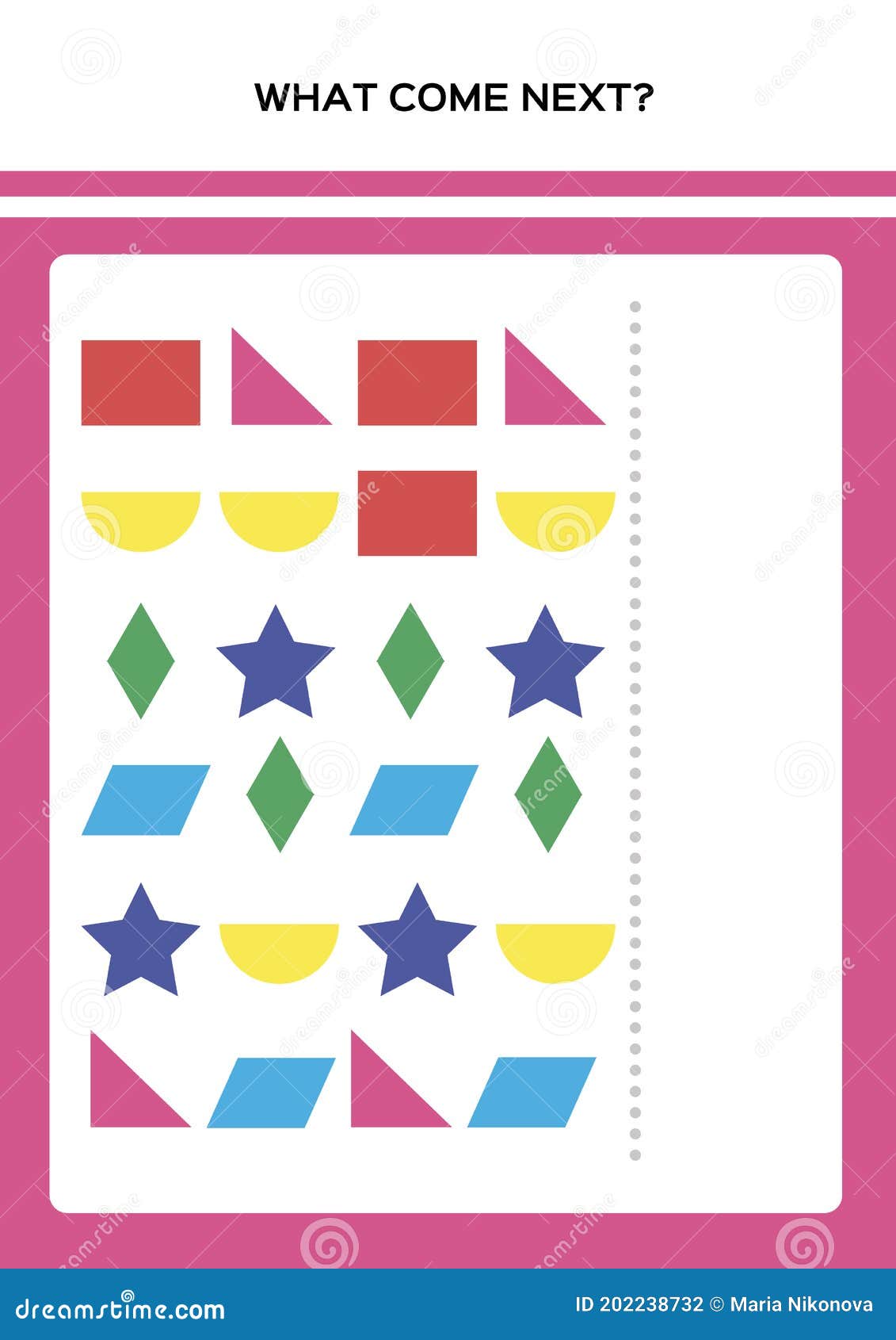 Shapes and Colors. What Come Next Educational Logic Math Game Stock ... Shapes and Colors. What Come Next Educational Logic Math Game Stock ...
