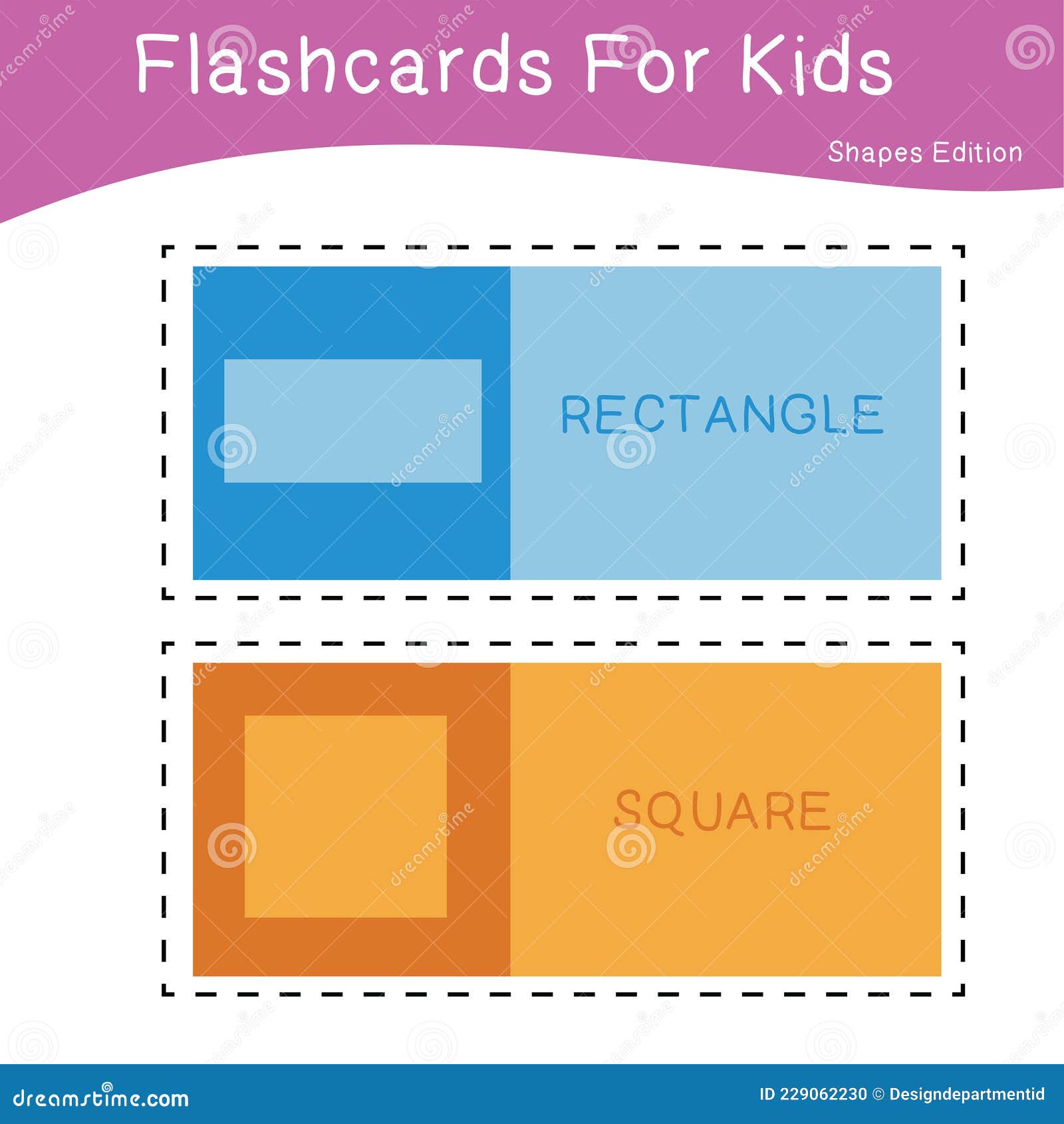 Vector Set of Shapes Flashcards Stock Vector - Illustration of ...