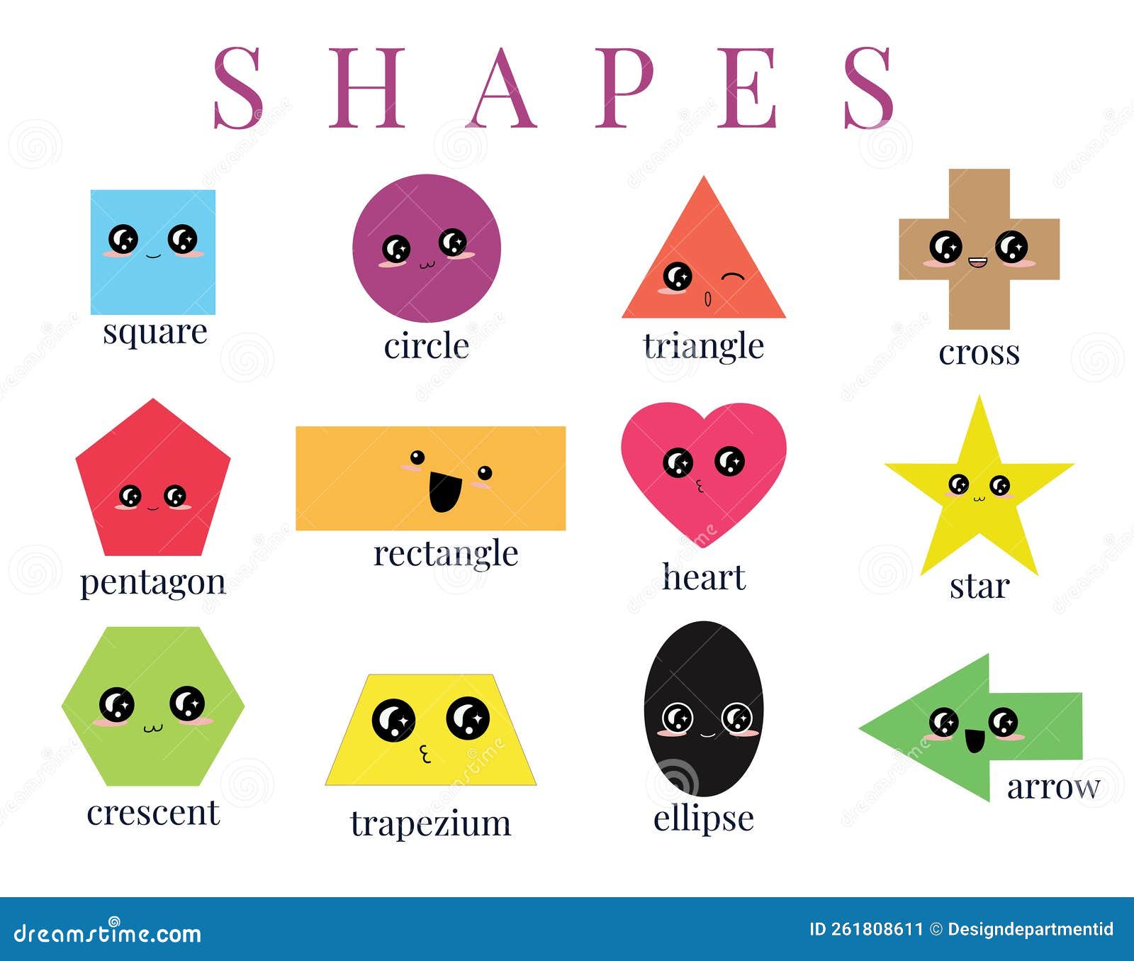 Geometric Shapes Name Poster Stock Vector - Illustration of mathematics ...