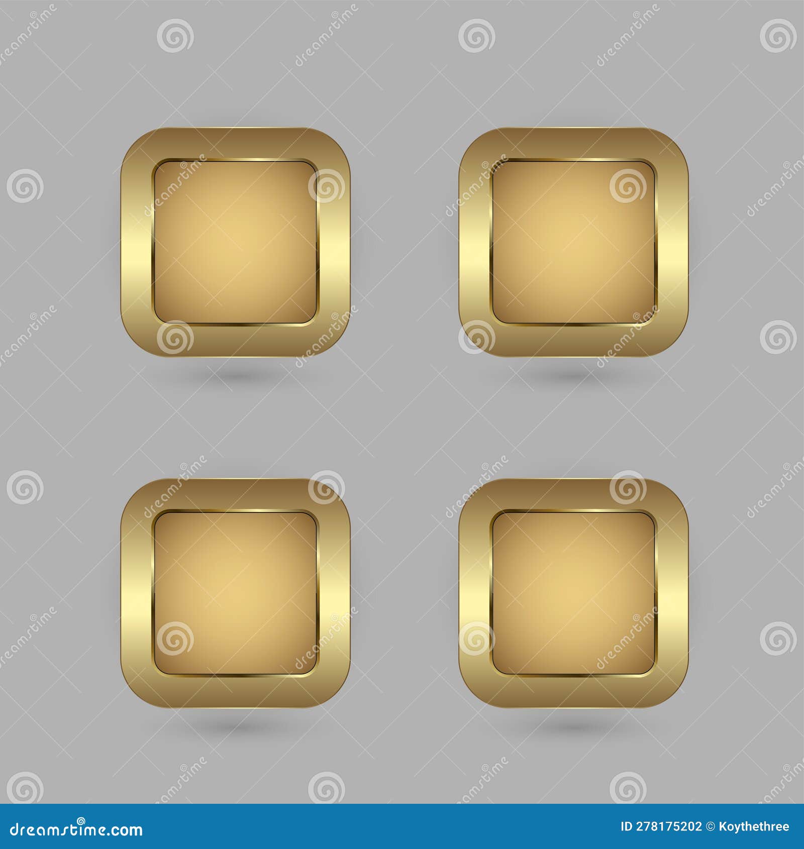 4 Shapes Golden Rectangle Blank Button for Website UI Vector Design ...