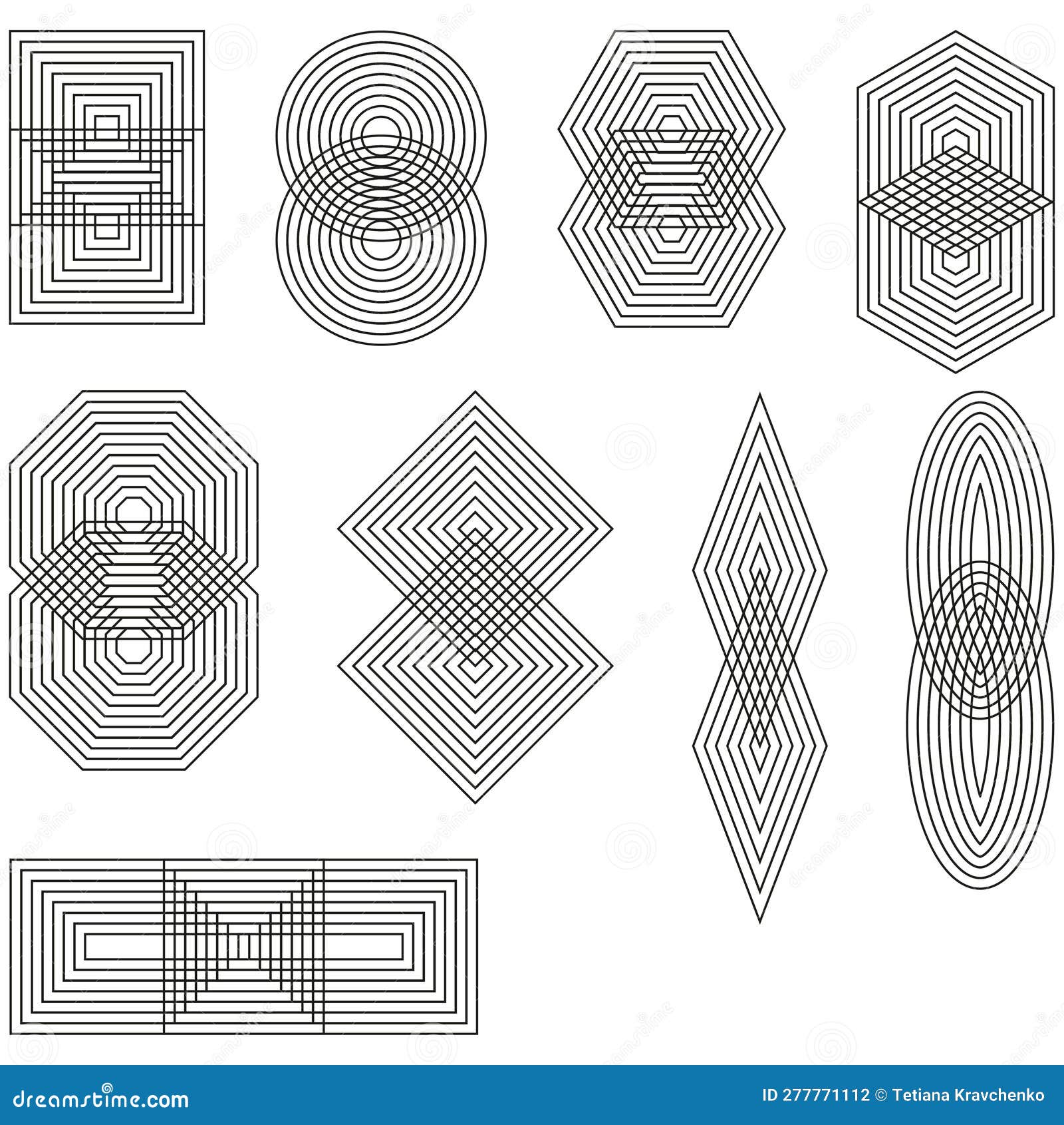Shapes Lines Volume. Sketch Drawing. Geometric Shape. Vector ...