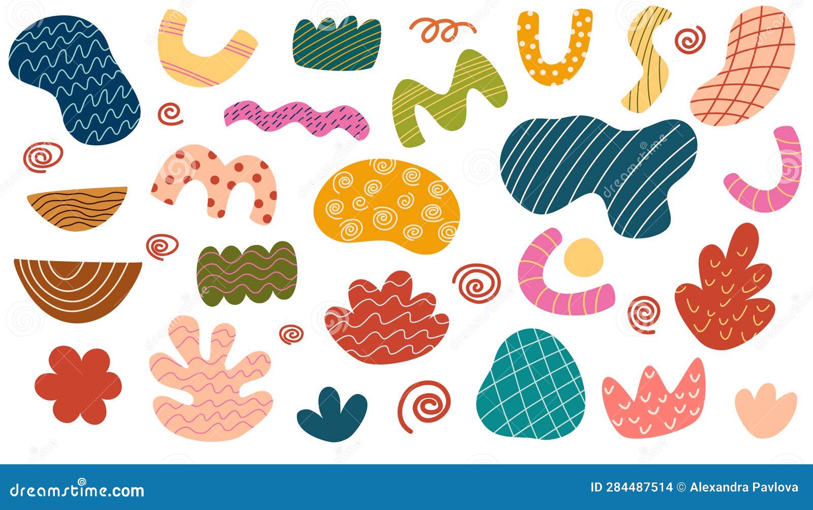 Hand Drawn Various Shapes and Doodle Objects Set. Abstract Contemporary ...