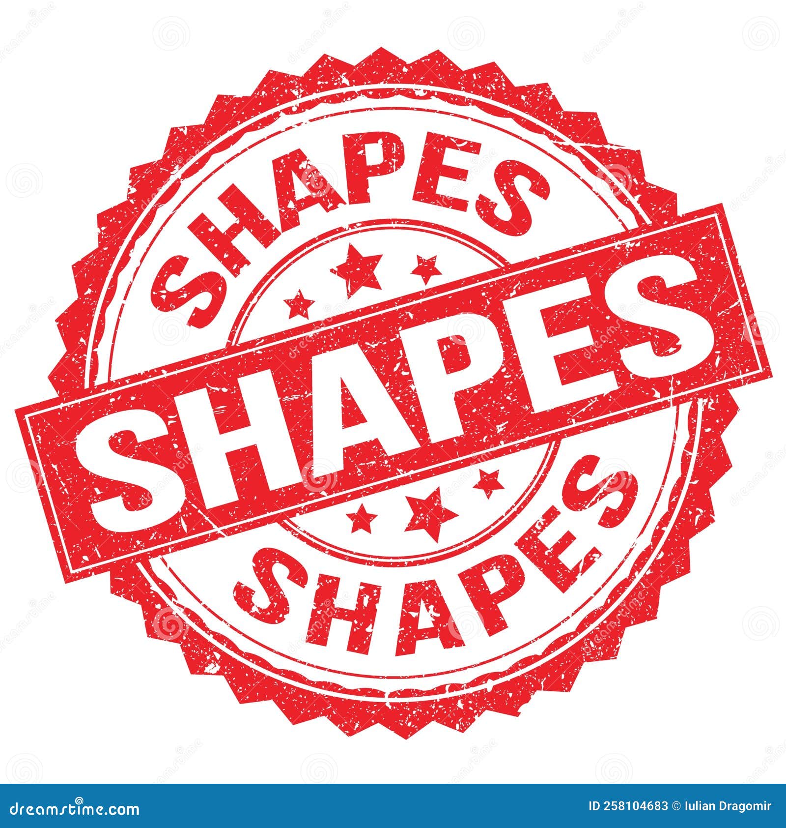 SHAPES Text on Red Round Stamp Sign Stock Illustration - Illustration ...