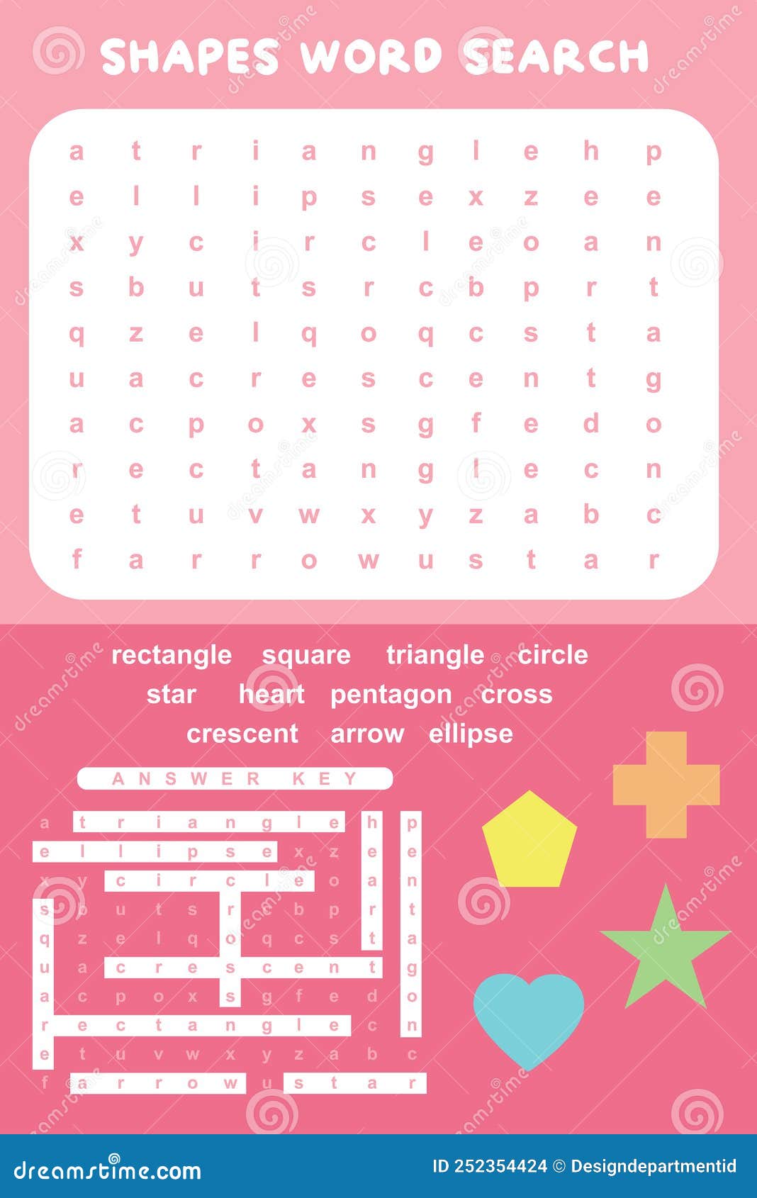 Shapes Word Search Worksheet Stock Vector - Illustration of study ...
