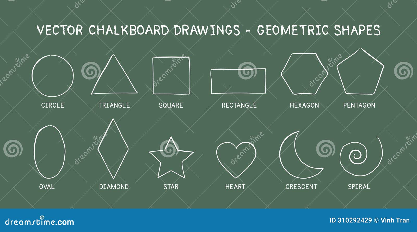 Simple Geometric Shapes Hand-drawn Style Vector Design. Chalkboard ...