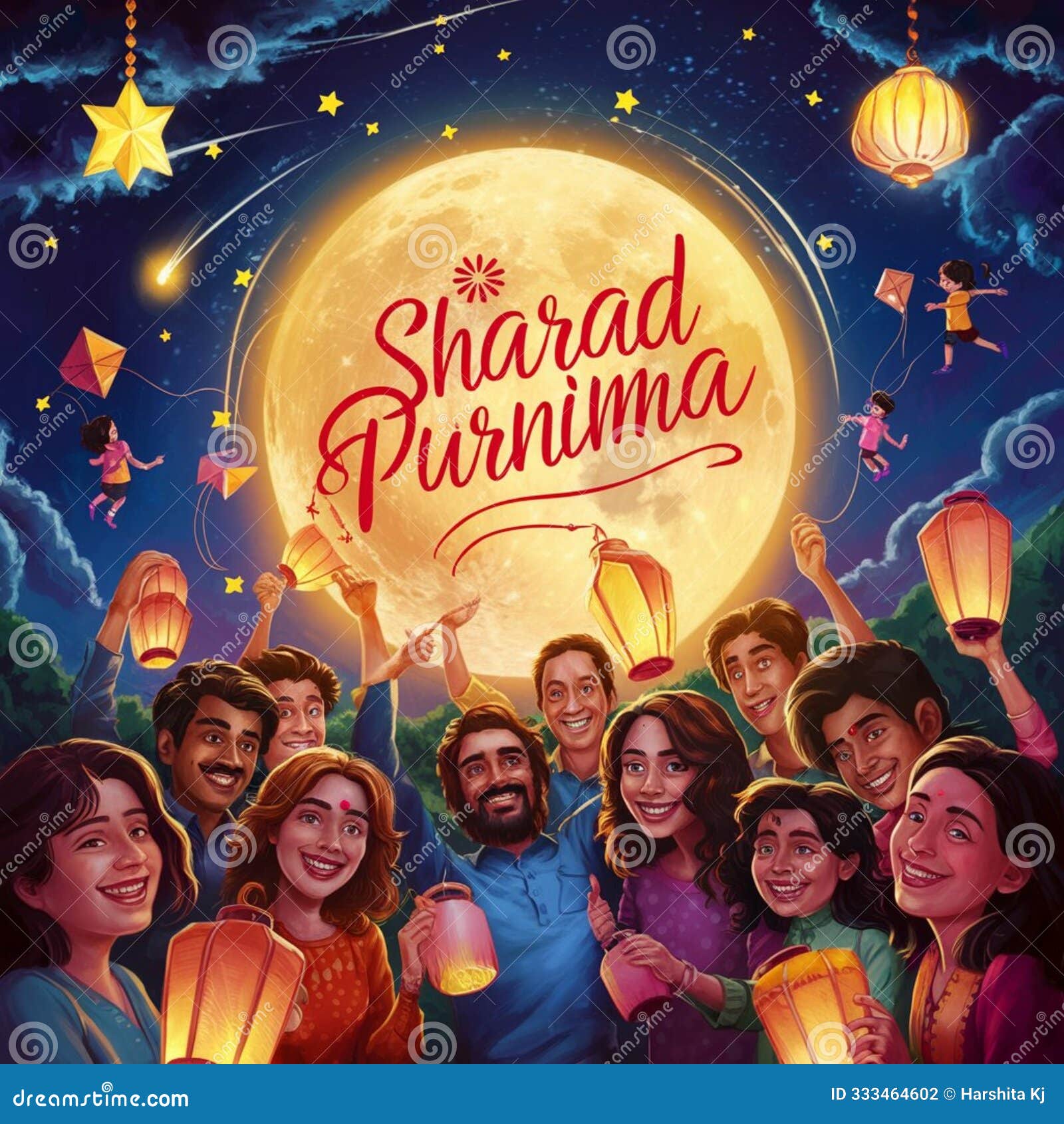 Sharad Purnima Celebration Poster Stock Illustration - Illustration of ...