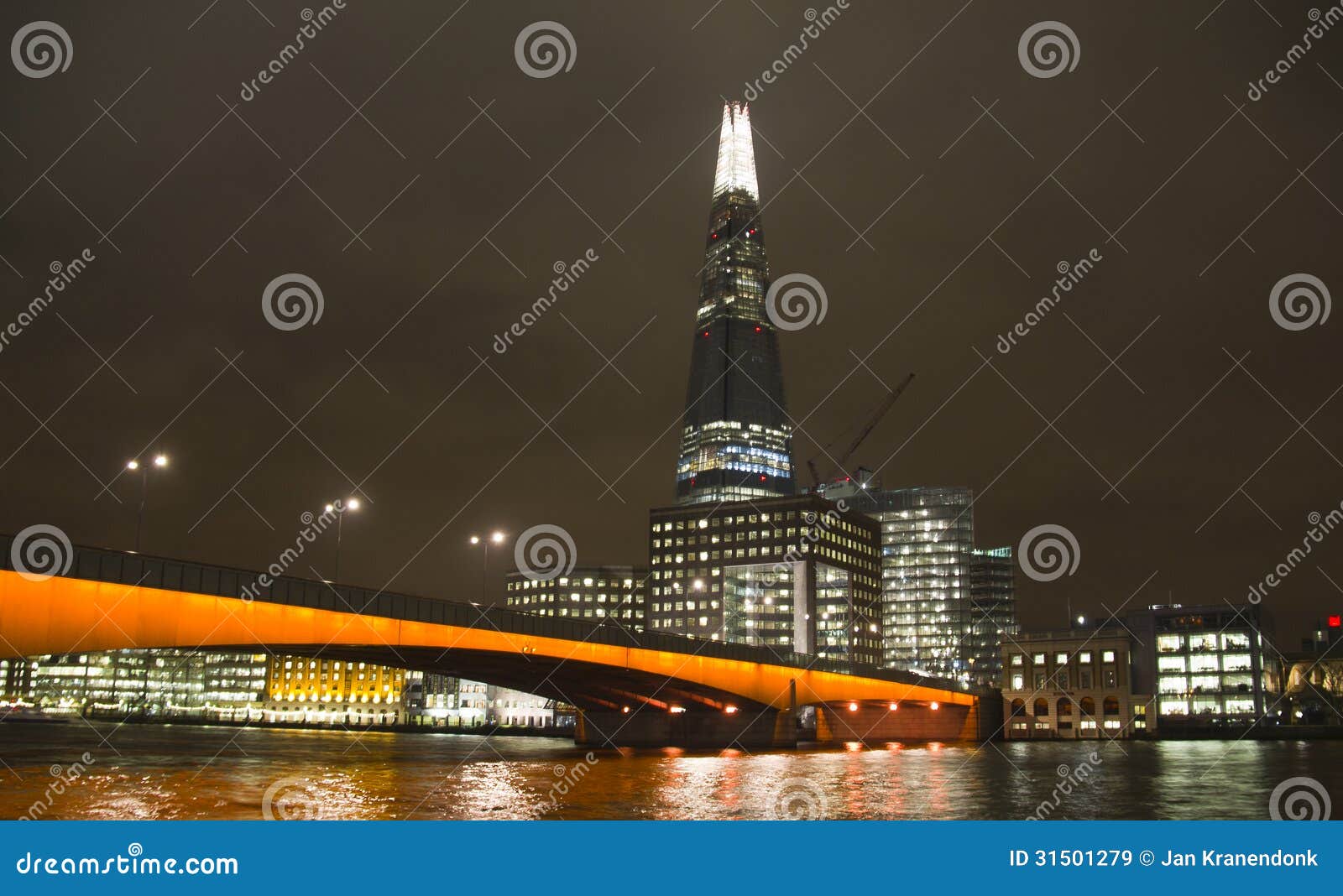 The Shard in London at Night Editorial Stock Image - Image of europe ...