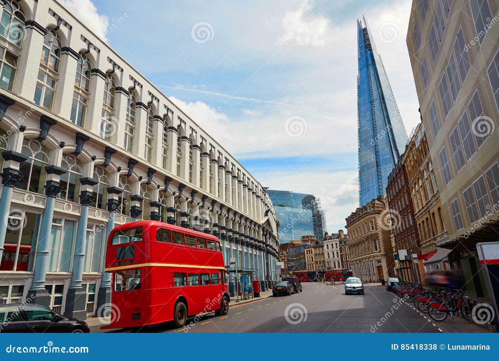 The Shard and Old London Red Bus Editorial Stock Photo - Image of brick ...