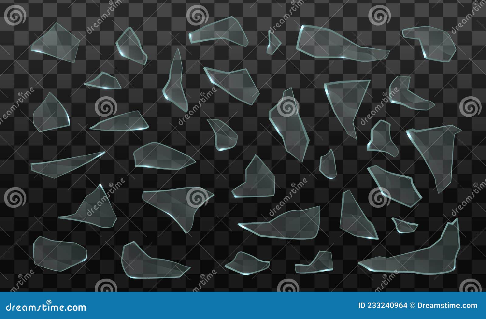 Shards of the Broken Glass and Cracks with Transparency. Realistic ...