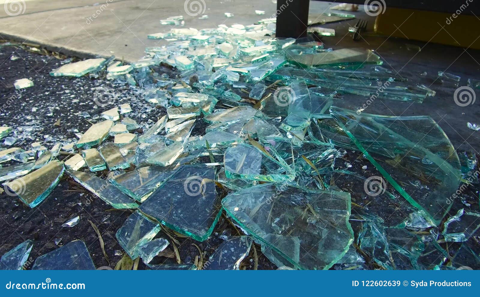 Broken Glass Shards On The Floor