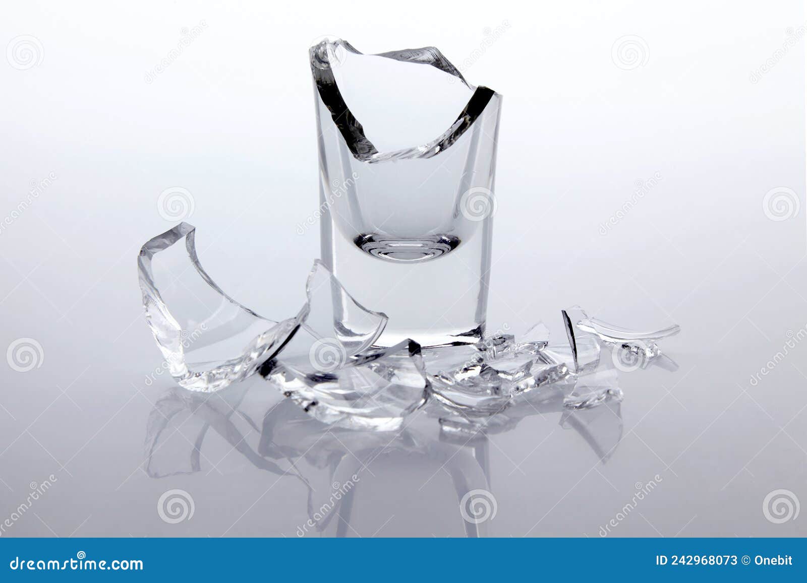 Shards of a Broken Glass on a White Background. Stock Image - Image of ...
